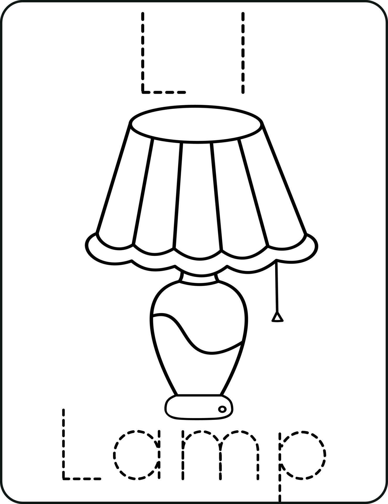 Letter Ll uppercase and lowercase, cute children coloring a lamp, ABC ...