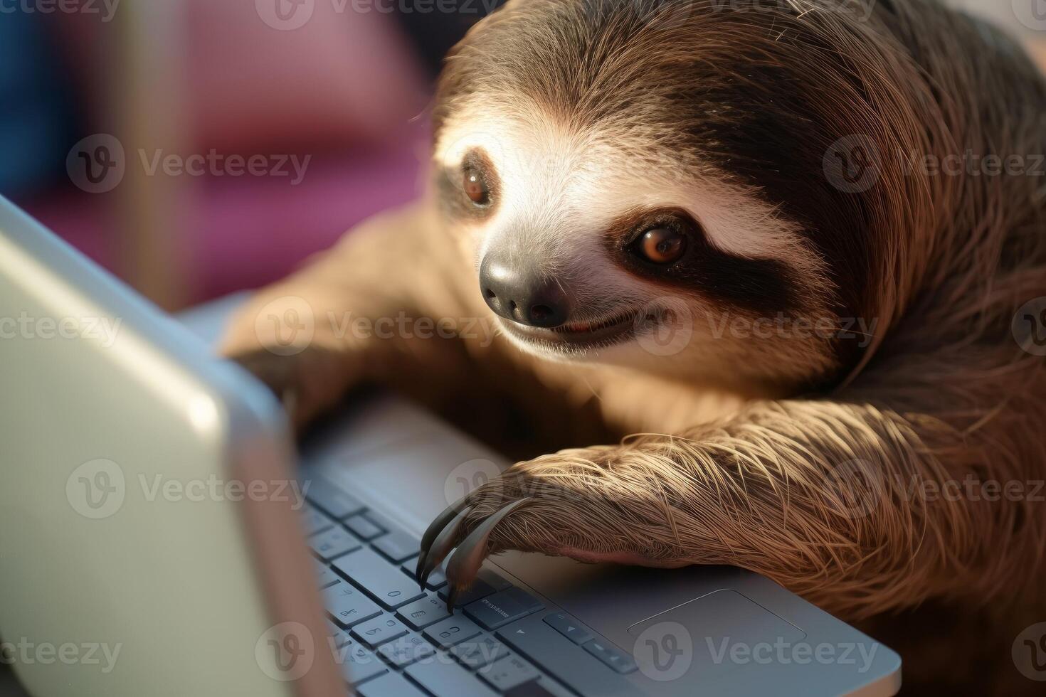 Sloth working laptop slow. Generate Ai 23586624 Stock Photo at Vecteezy