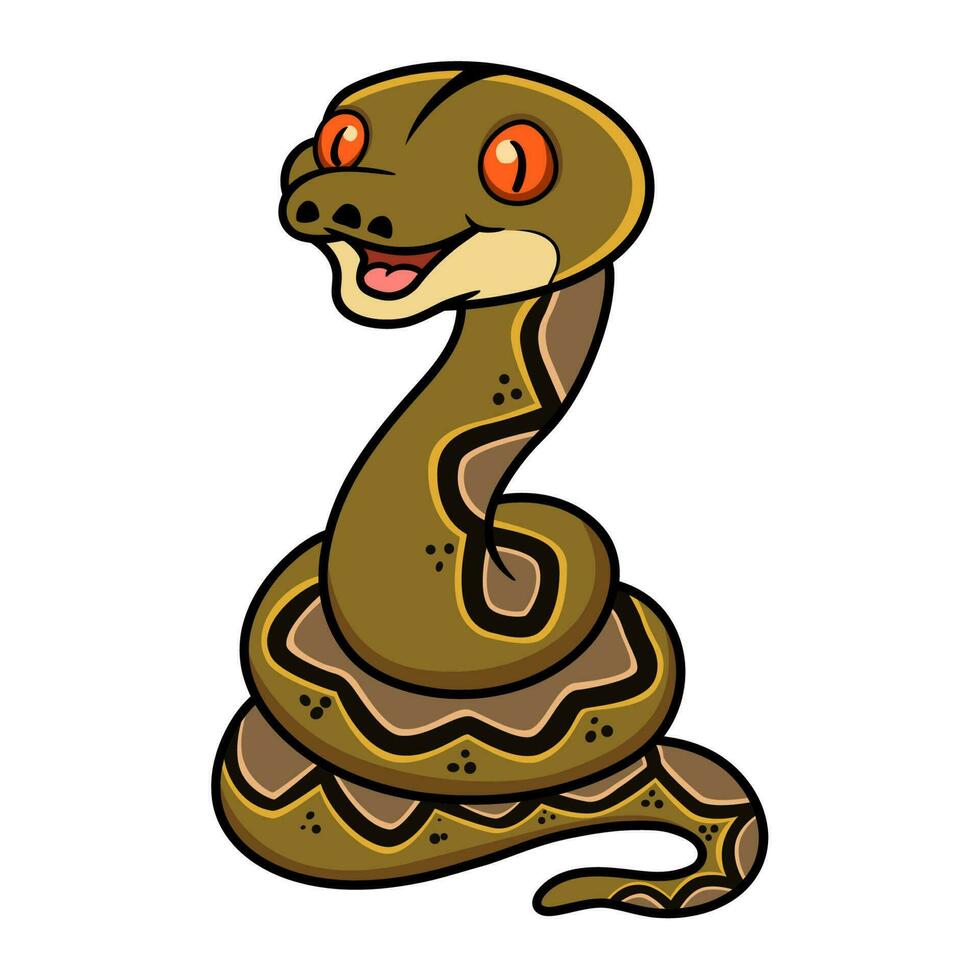 Cute happy reticulatus python cartoon 23586987 Vector Art at Vecteezy