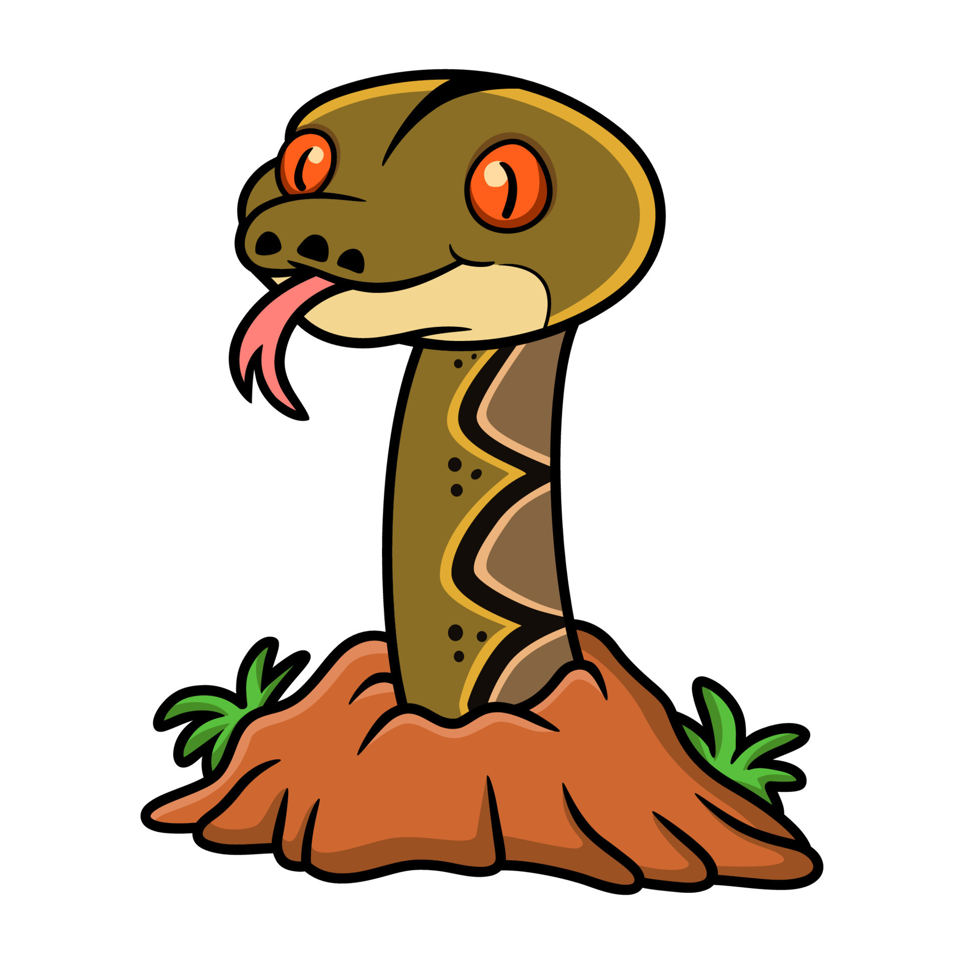 Cute reticulatus python cartoon out from hole 23587004 Vector Art at ...