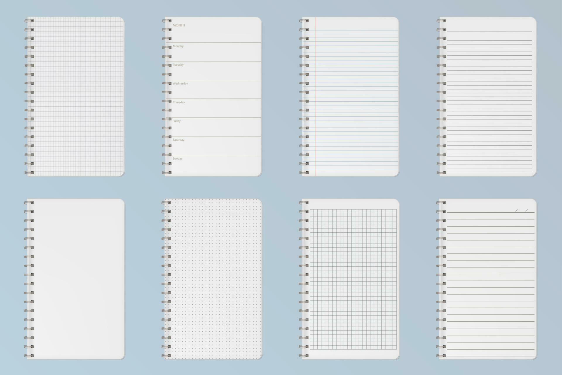 Notebooks sheets. Lined, checkered and dots pages 23587670 Vector Art at Vecteezy