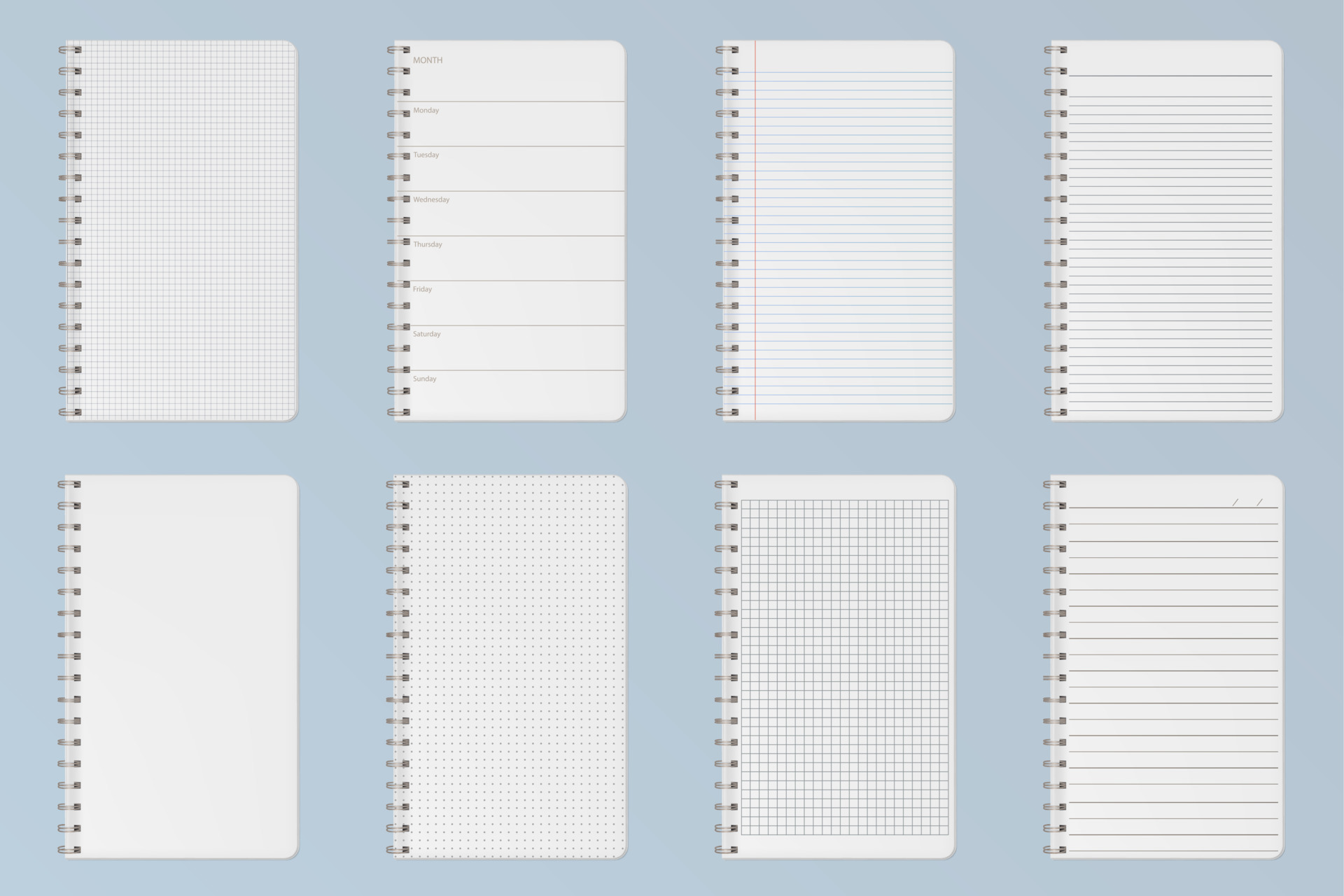 Notebooks sheets. Lined, checkered and dots pages 23587670 Vector Art at Vecteezy
