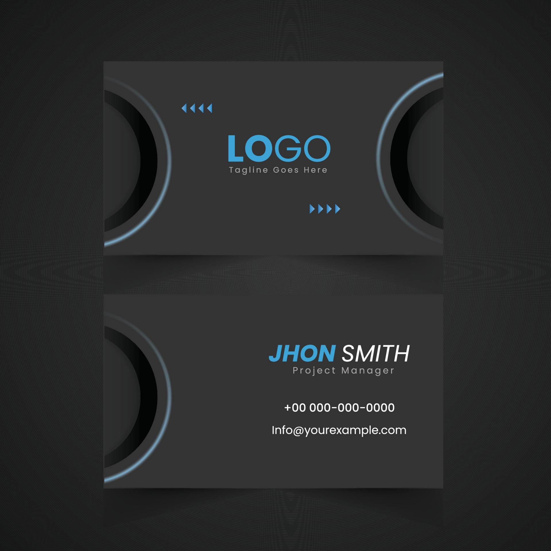 Neumorphism Business Or Visiting Card With Double-Side In Black Color. 23590492 Vector Art at ...
