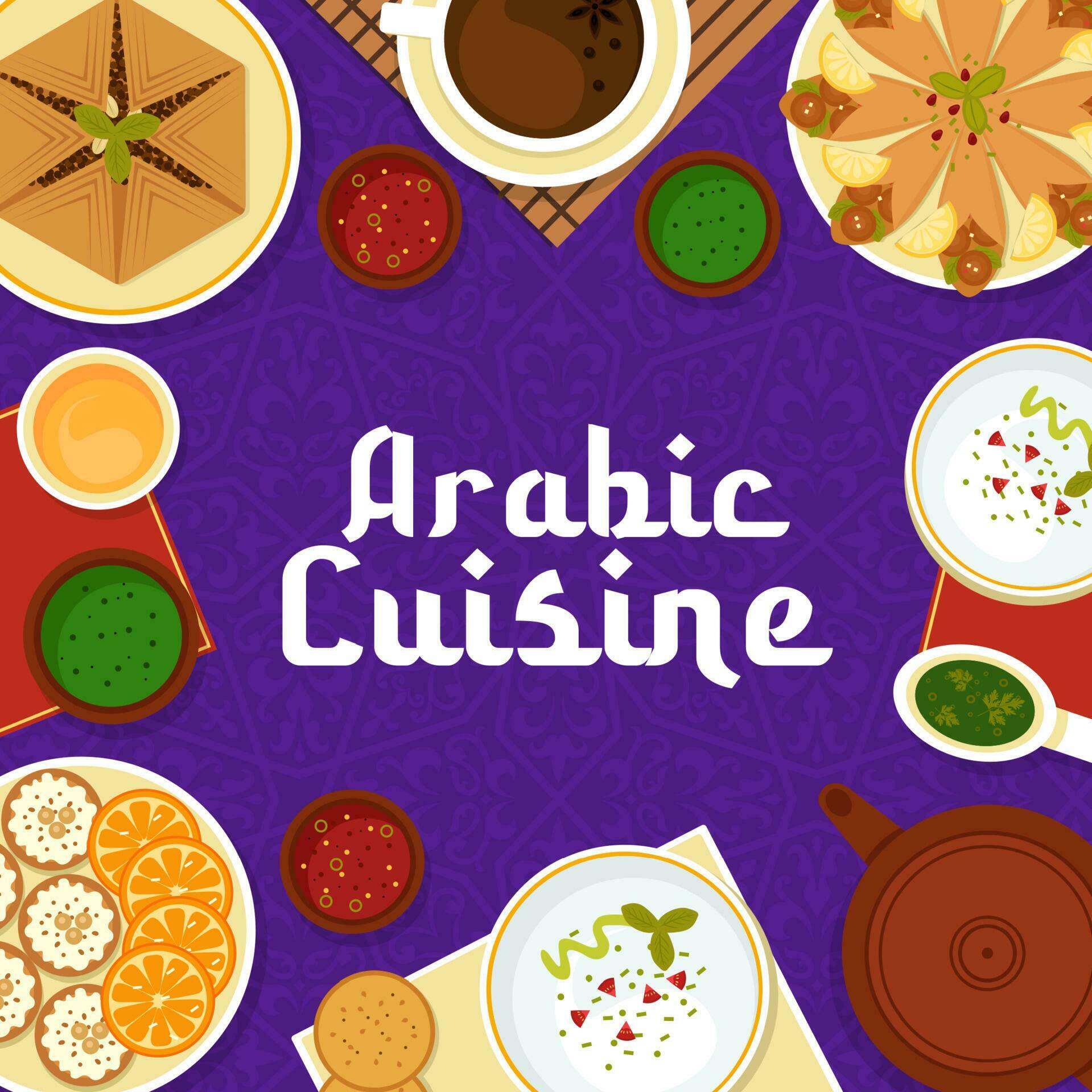 Arabic cuisine vector poster with arabian ornament 23591345 Vector Art ...