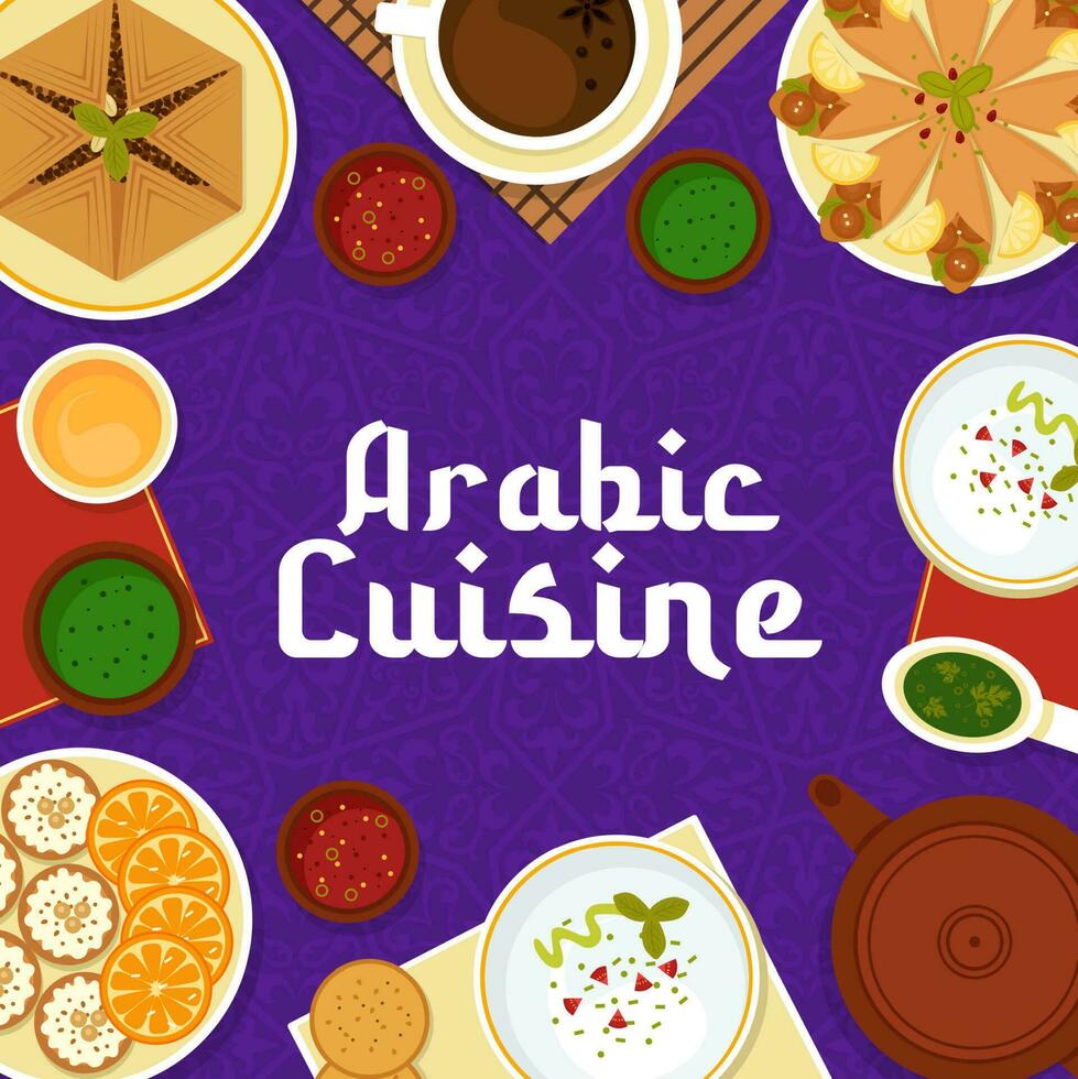 Arabic cuisine vector poster with arabian ornament 23591345 Vector Art ...
