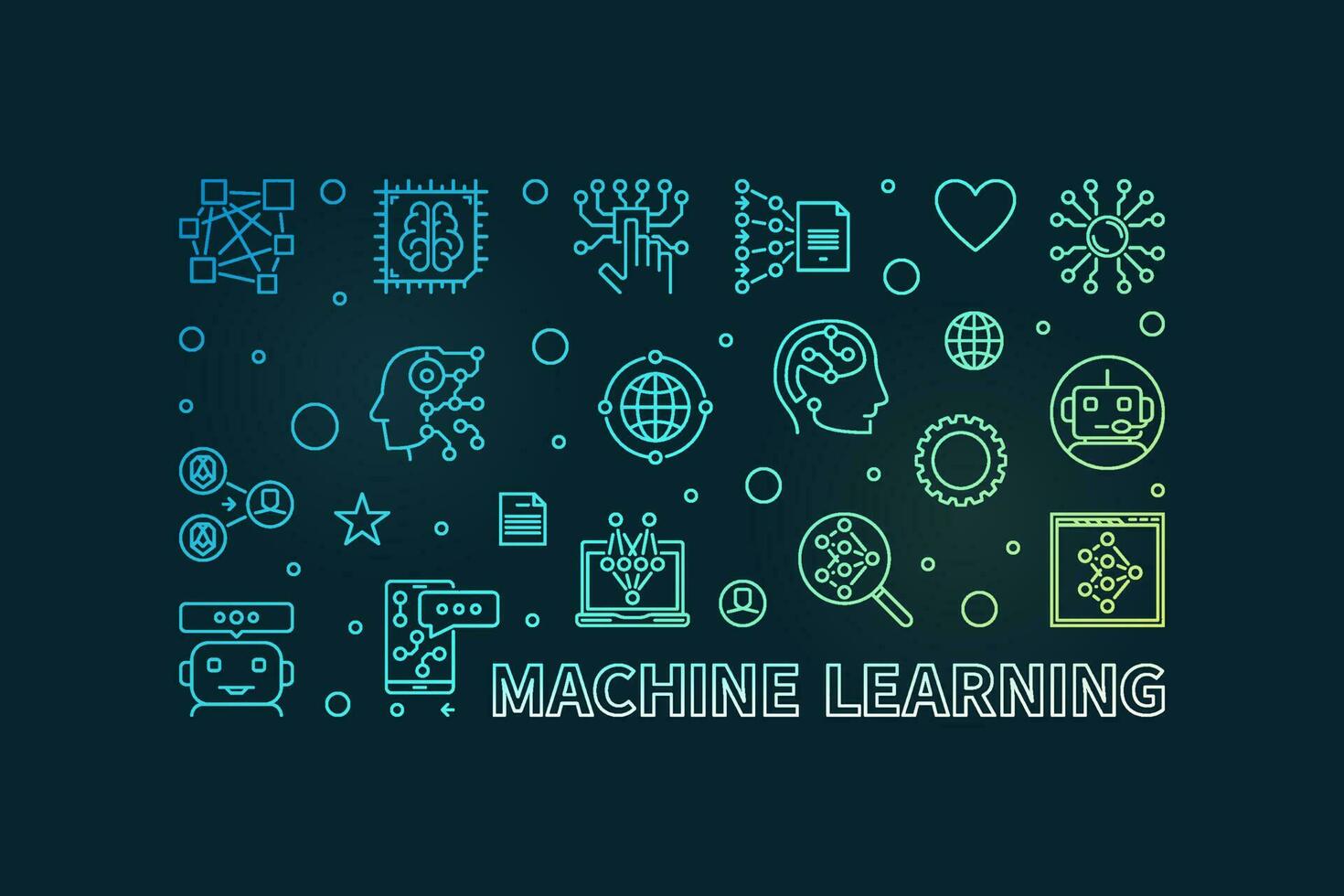 Machine Learning Line Horizontal Creative Banner Ml Technology Vector