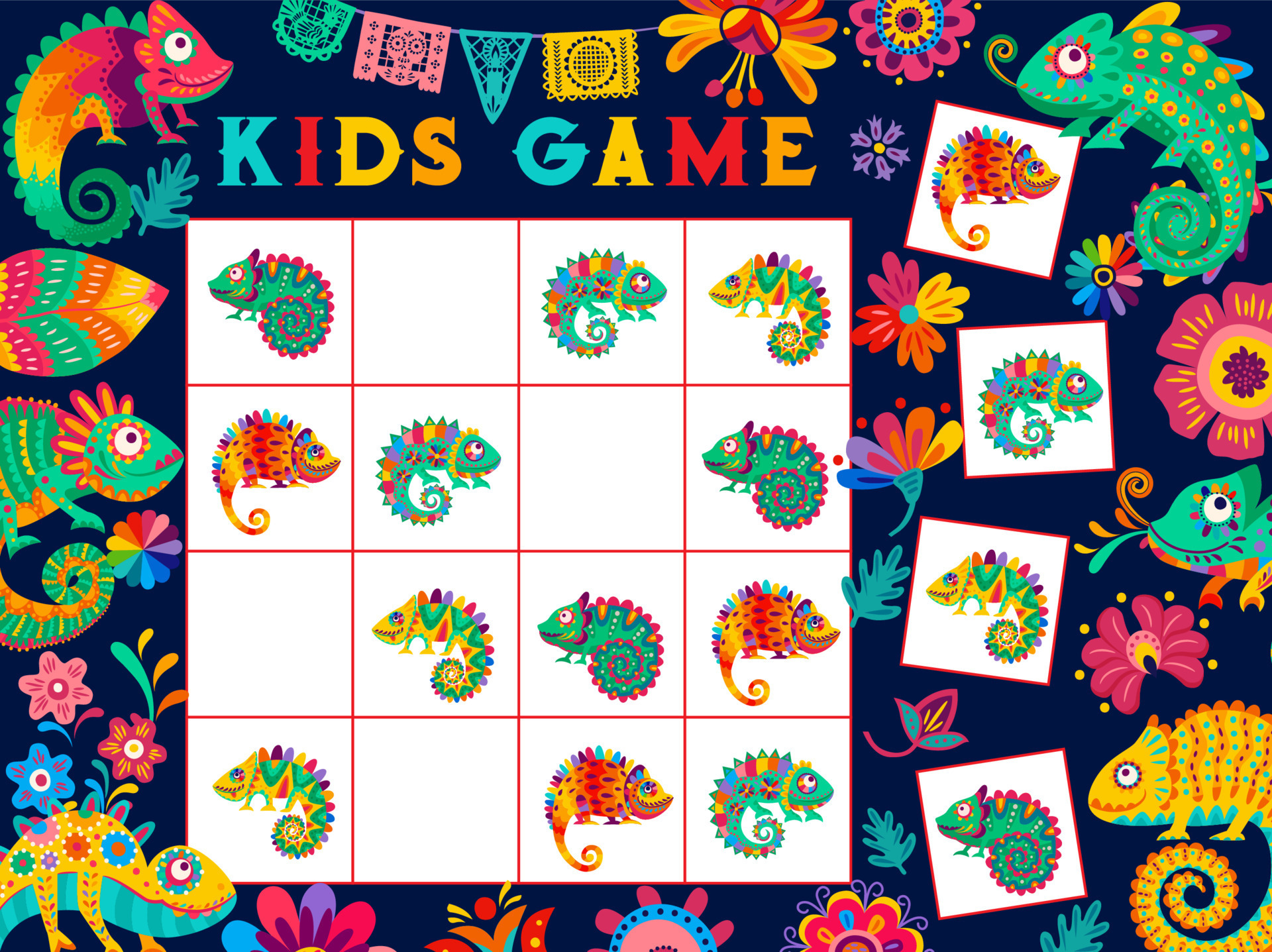 Kids sudoku game with mexican chameleons, flowers 23593010 Vector Art ... Kids sudoku game with mexican chameleons, flowers 23593010 Vector Art ...