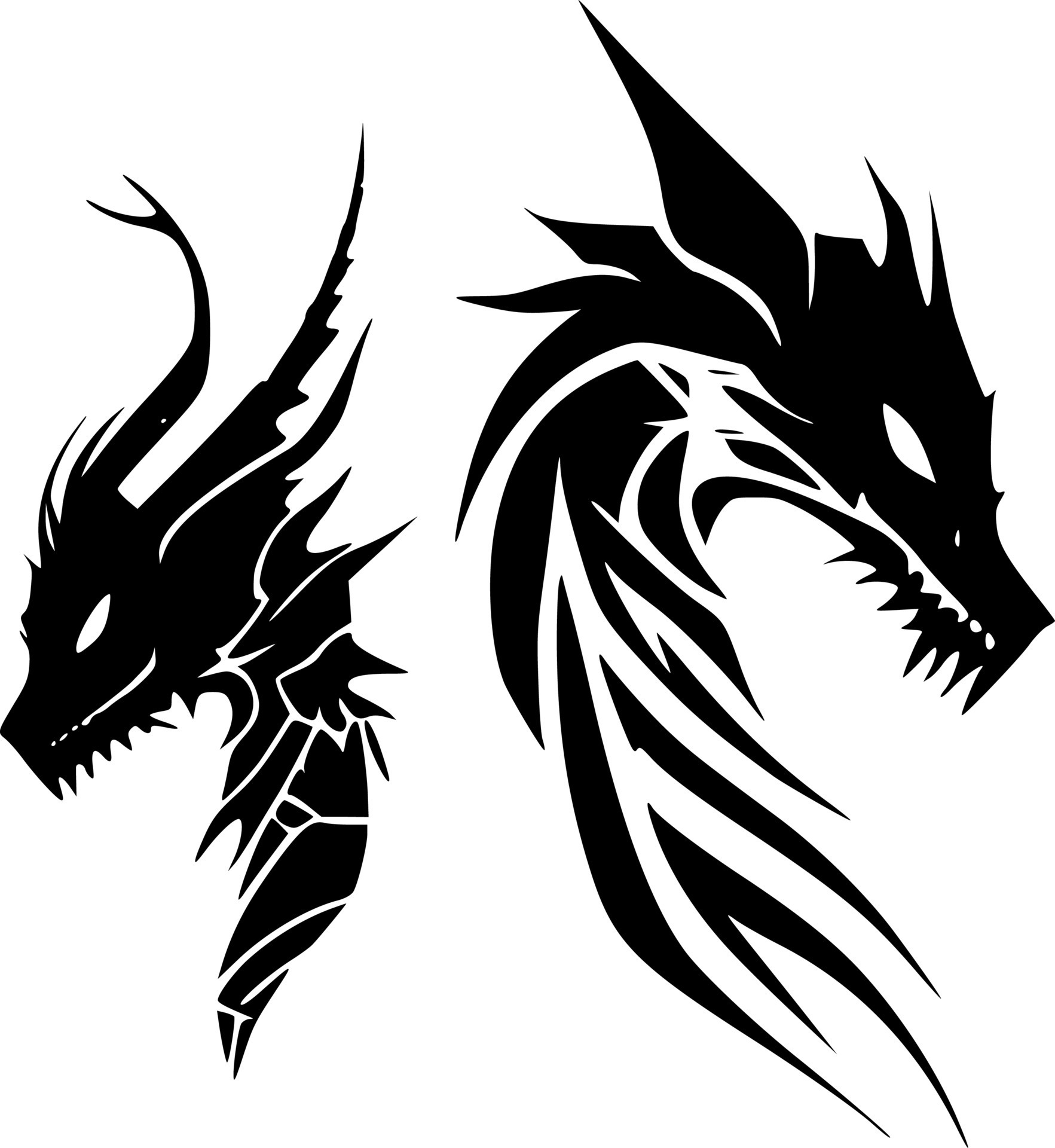 Dragons, Black and White Vector illustration 23593428 Vector Art at ...