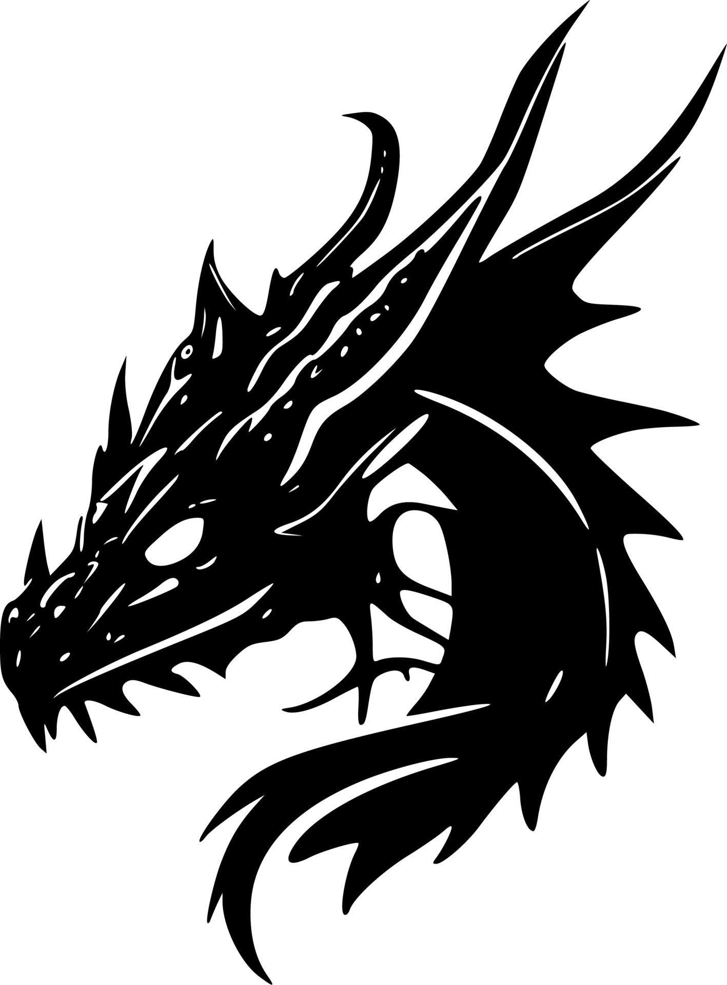 Dragons, Black and White Vector illustration 23593584 Vector Art at ...