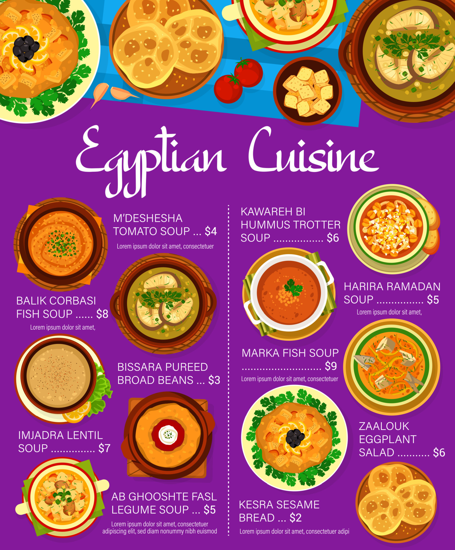 Arabic Foods Menu