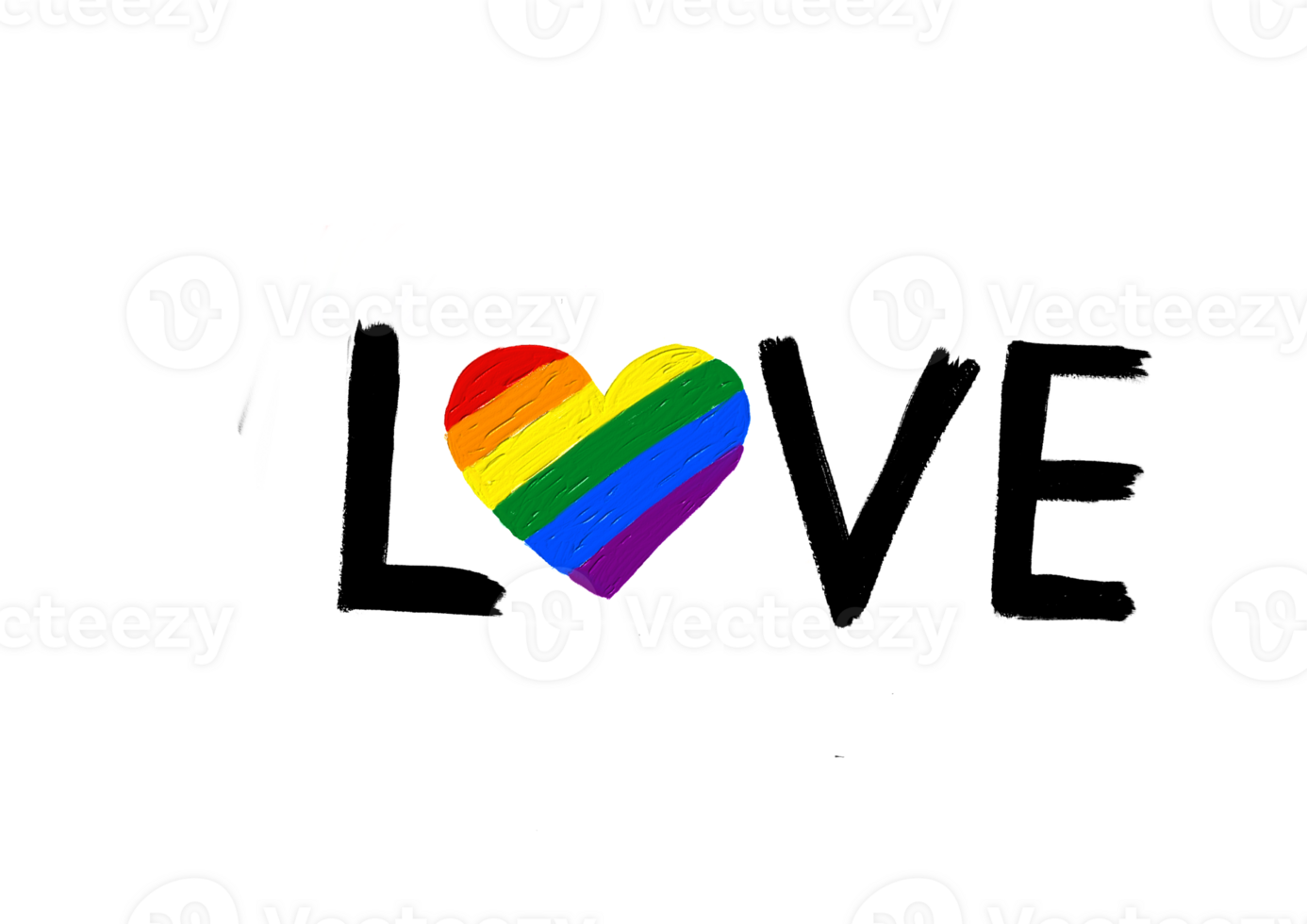 Rainbow Love Text With Heart Shape Lgbt Pride Month Watercolor Texture