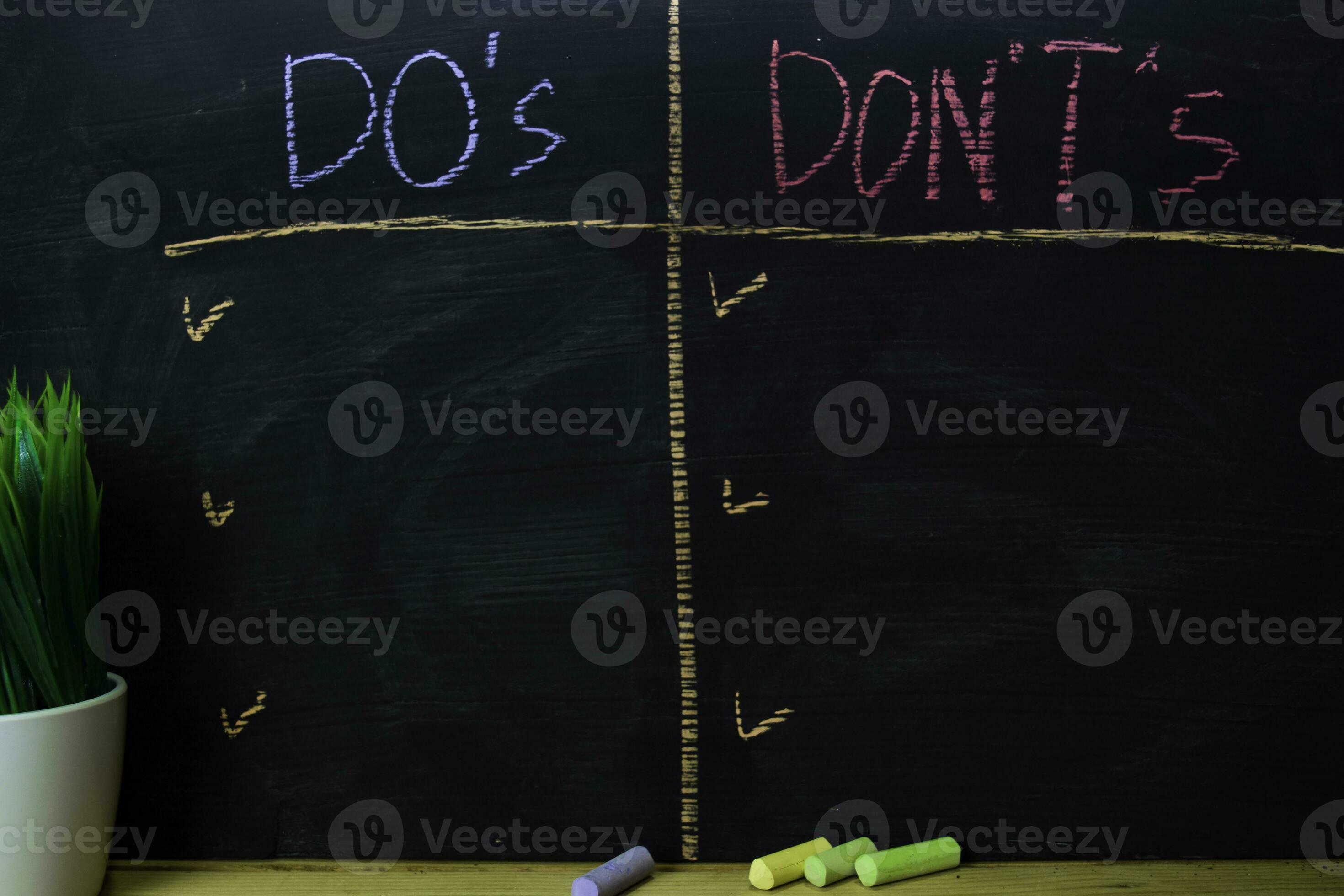 Dos or Donts written with color chalk concept on the blackboard ... Dos or Donts written with color chalk concept on the blackboard ...