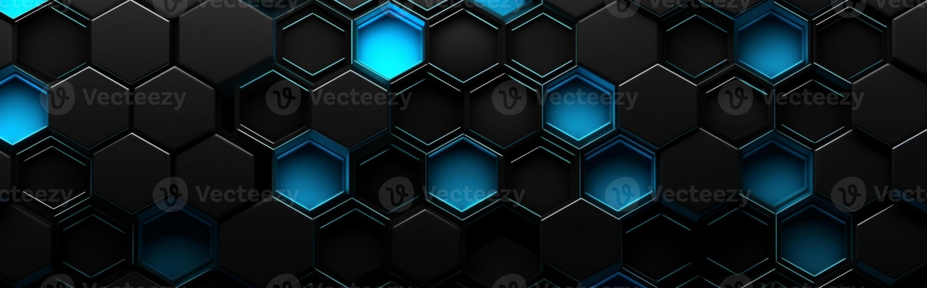Futuristic black and blue hexagon background technology concept ...