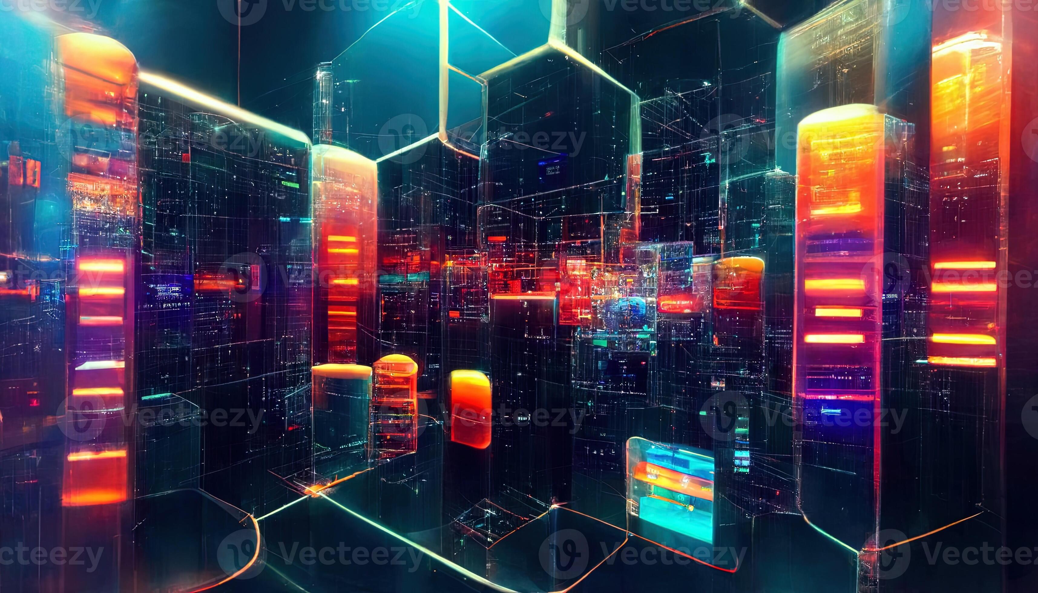 abstract tech background Floating Numbers HUD Background Matrix particles grid virtual reality ...