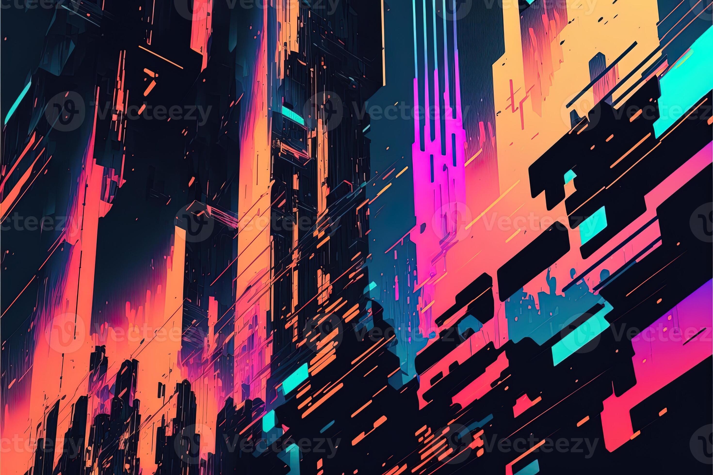 Abstract background with interlaced digital glitch and distortion ...