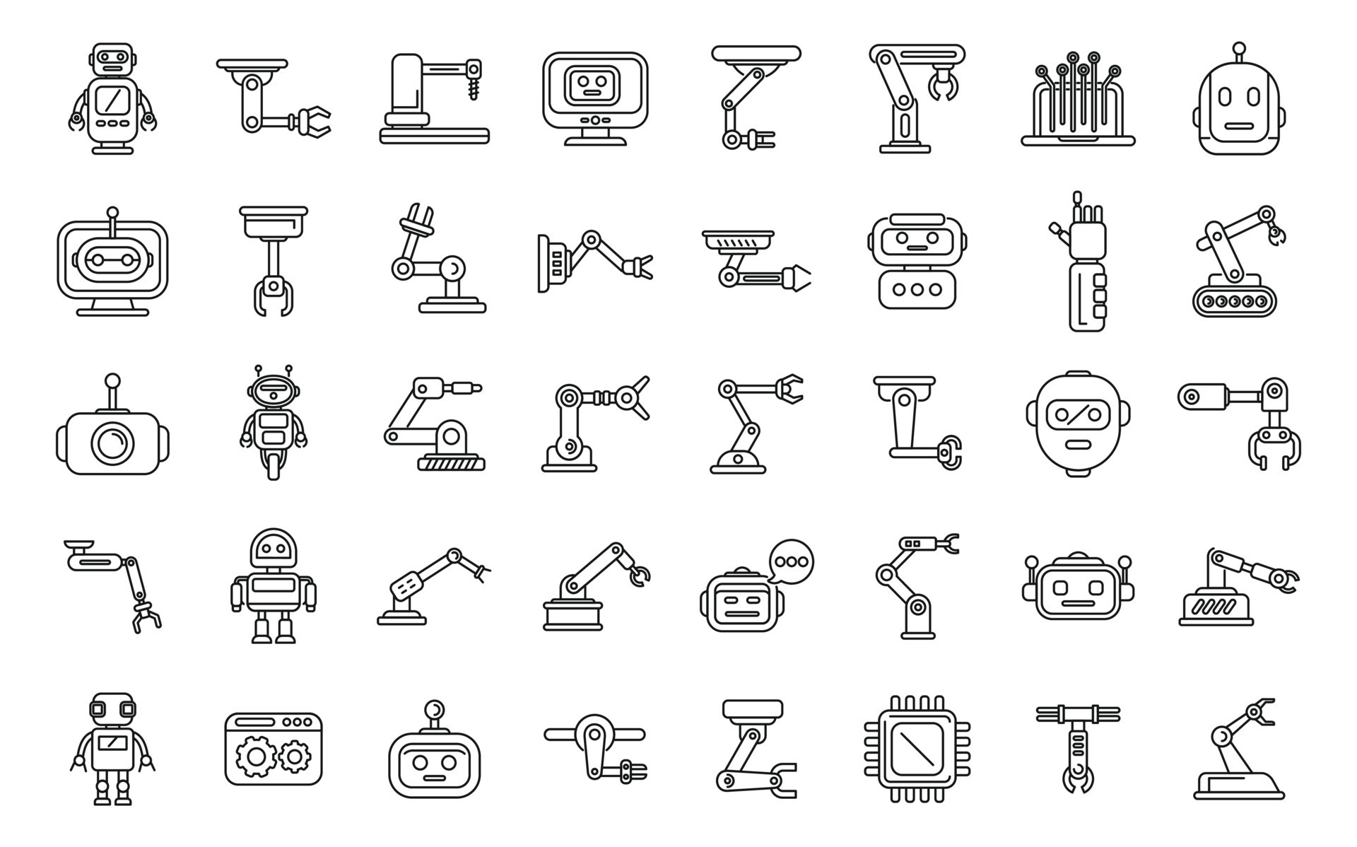 Robotics icons set outline vector. Smart tech 23597293 Vector Art at ...