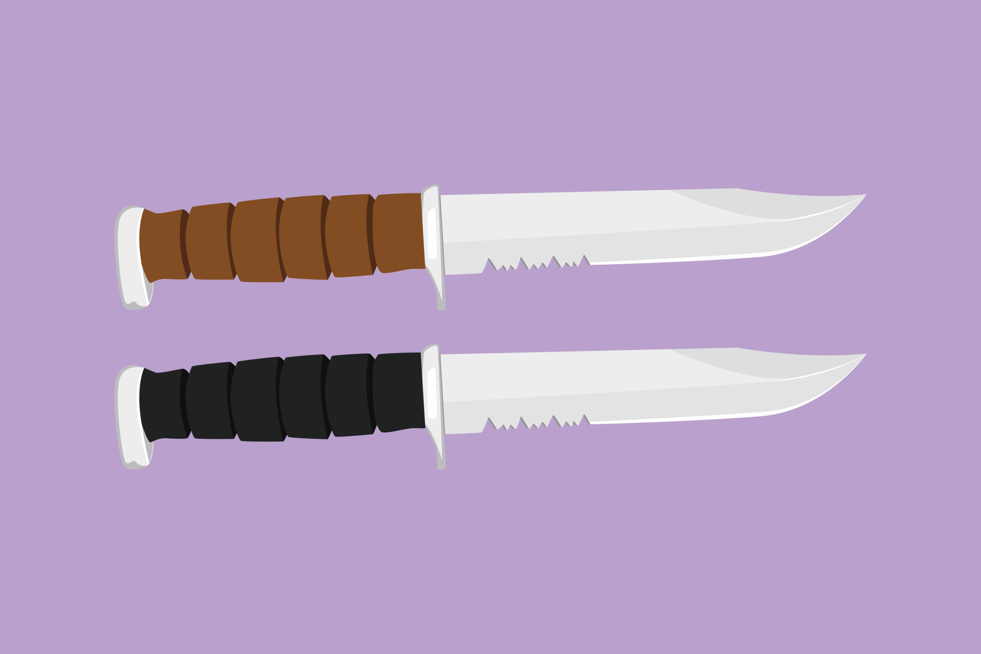 Cartoon flat style drawing of stylized knife logotype, label, sticker ... Cartoon flat style drawing of stylized knife logotype, label, sticker ...