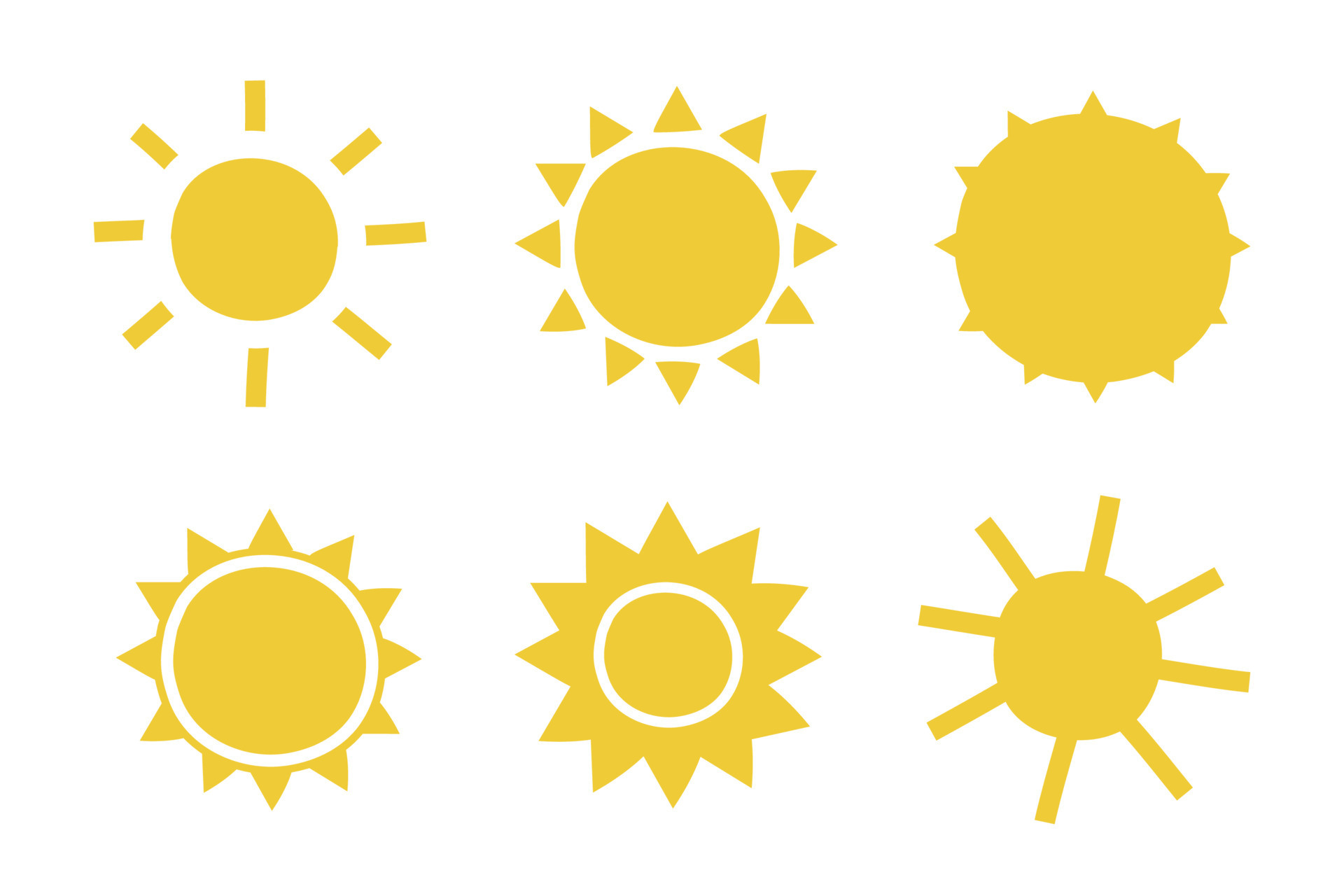 set with suns of different shapes. vector illustration in flat style ...