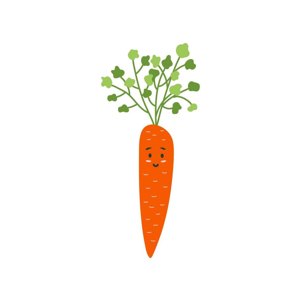 Carrot. Cute kawaii vegetable character. Flat style vector illustration ...