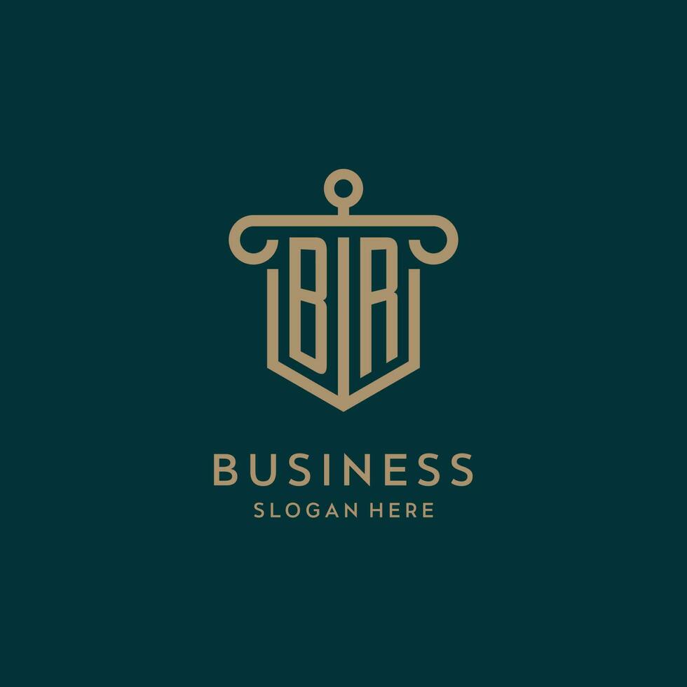 BR monogram initial logo design with shield and pillar shape style 23607102 Vector Art at Vecteezy