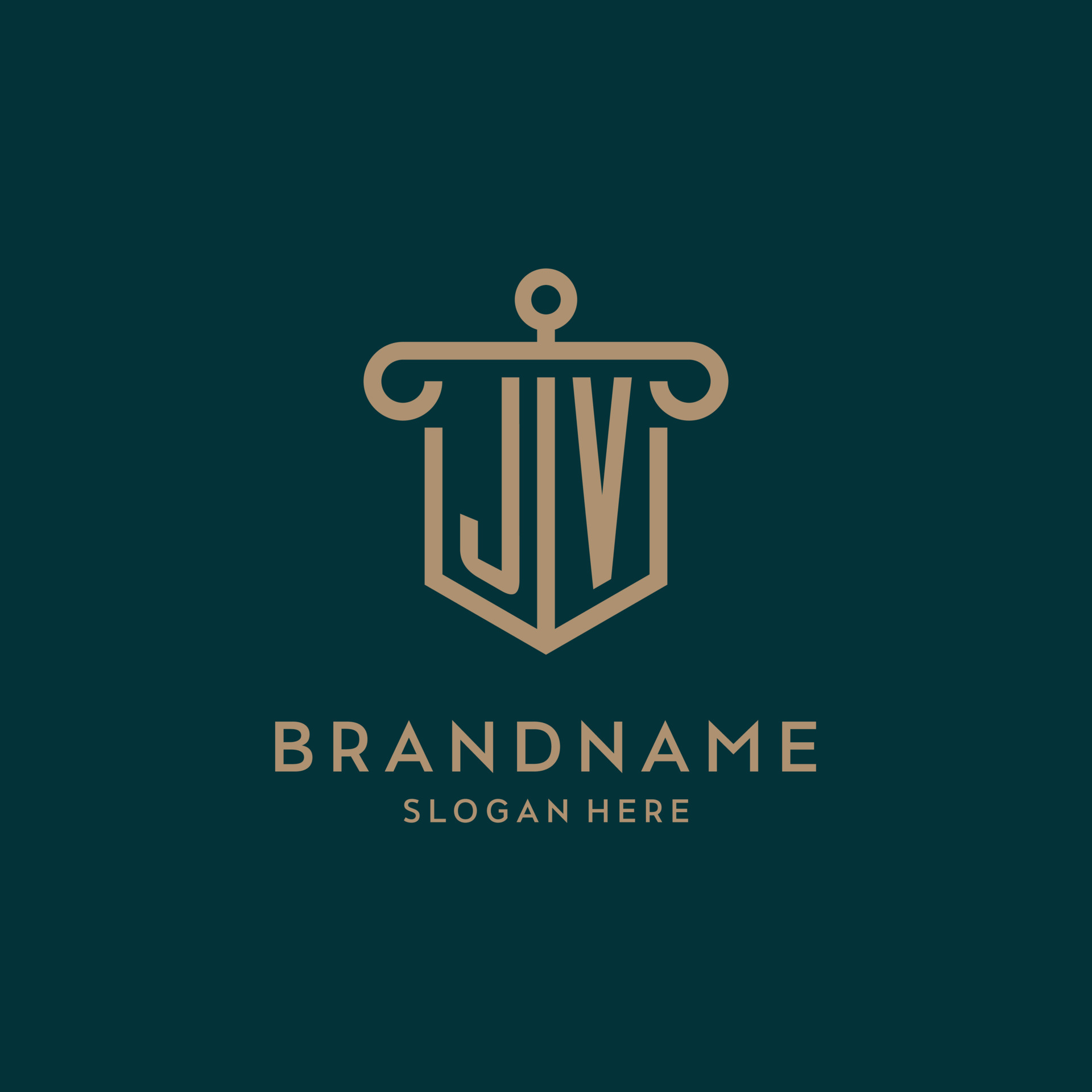 Jv Monogram Initial Logo Design With Shield And Pillar Shape Style 23607109 Vector Art At Vecteezy
