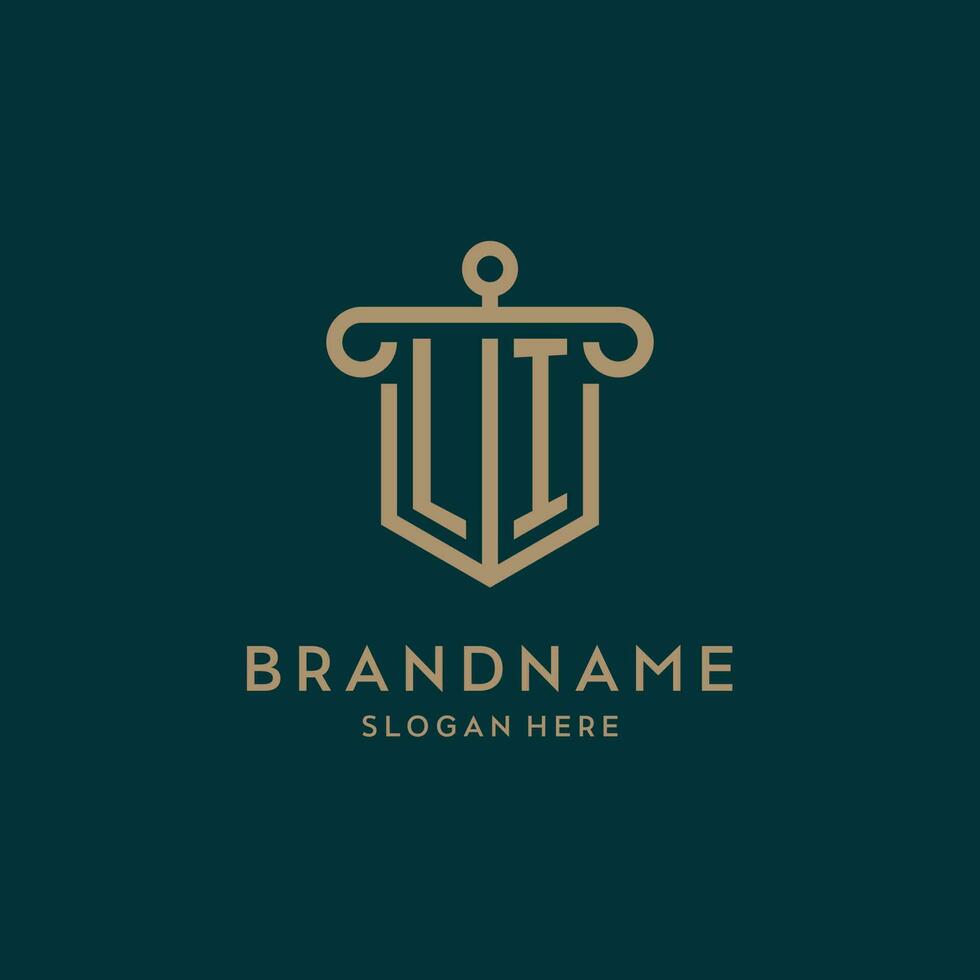 LI monogram initial logo design with shield and pillar shape style 23607112 Vector Art at Vecteezy