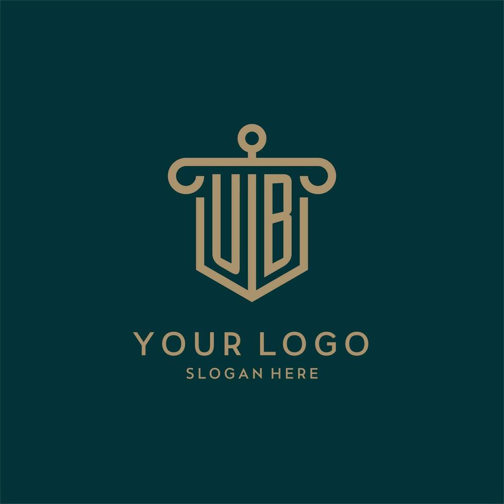 UB monogram initial logo design with shield and pillar shape style ...