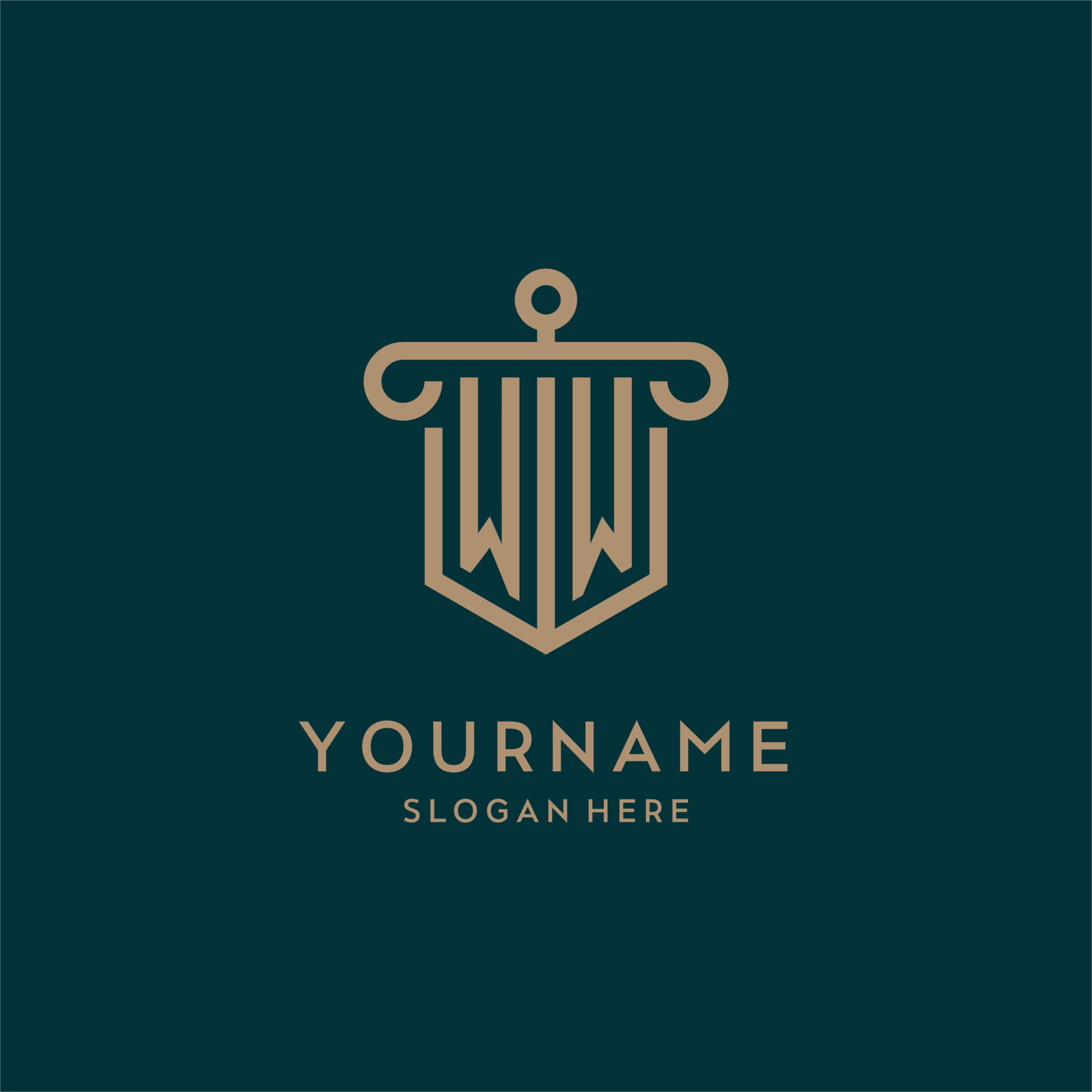 WW monogram initial logo design with shield and pillar shape style 23607148 Vector Art at Vecteezy