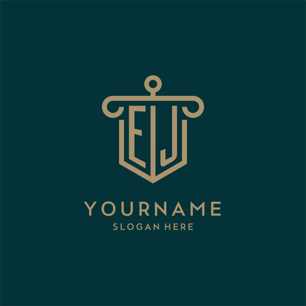 EJ monogram initial logo design with shield and pillar shape style 23607167 Vector Art at Vecteezy