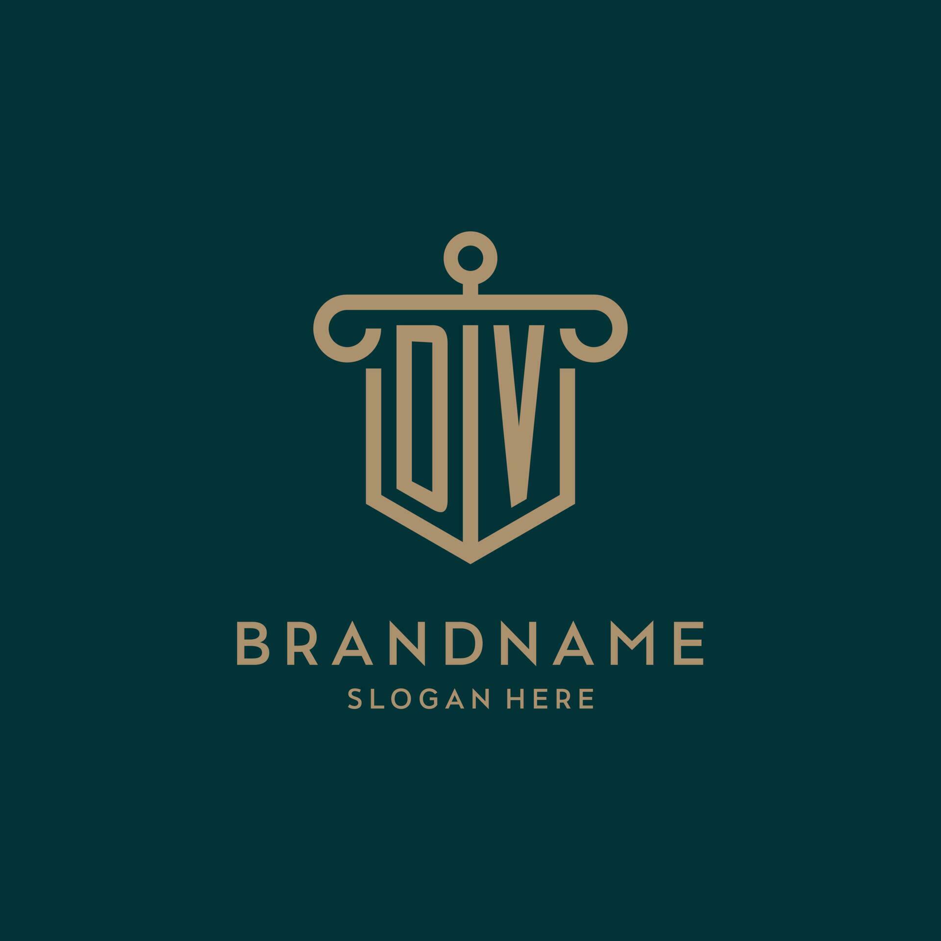 DV monogram initial logo design with shield and pillar shape style 23607185 Vector Art at Vecteezy