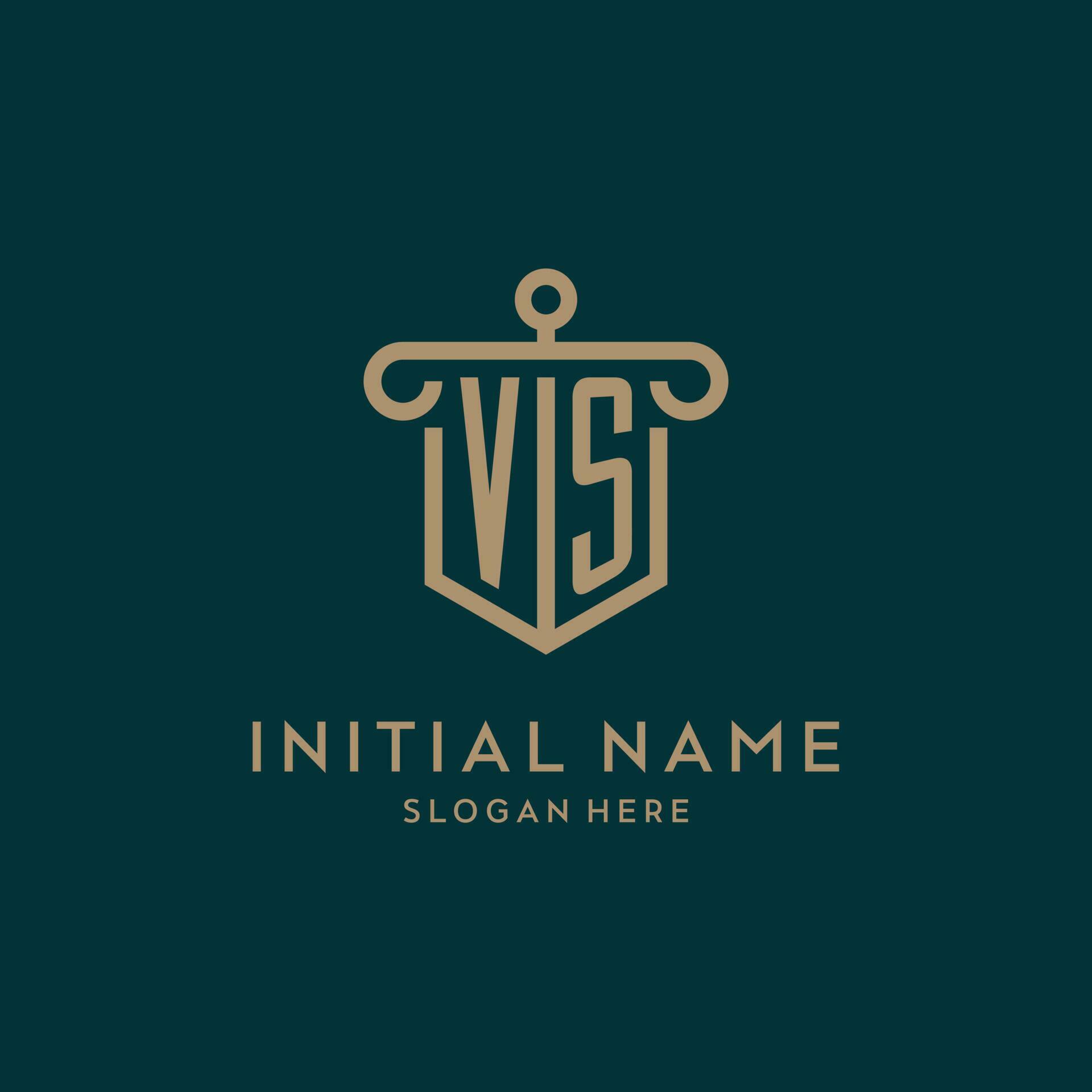 VS monogram initial logo design with shield and pillar shape style 23607364 Vector Art at Vecteezy