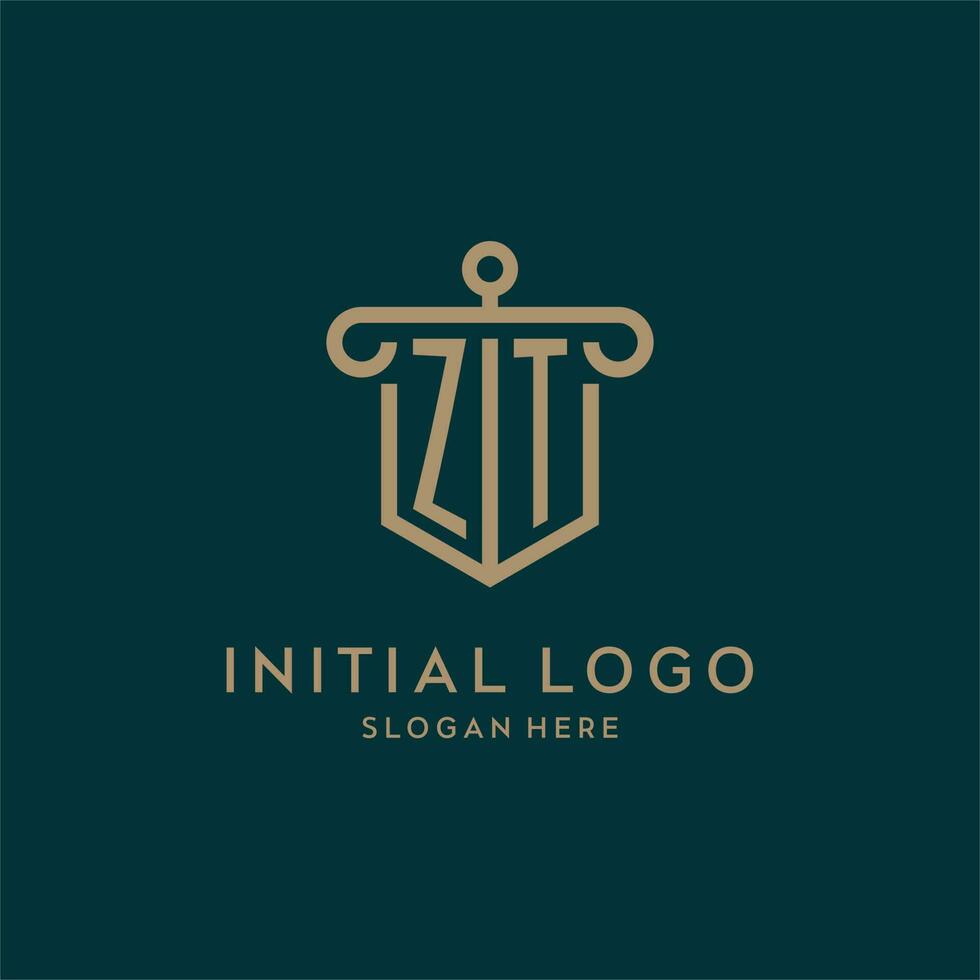 ZT monogram initial logo design with shield and pillar shape style ... ZT monogram initial logo design with shield and pillar shape style ...