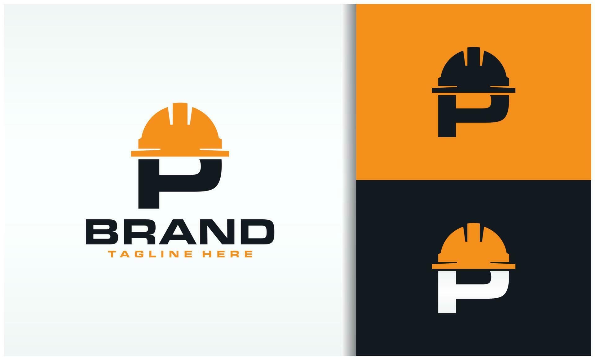 initials P cap construction logo 23607922 Vector Art at Vecteezy