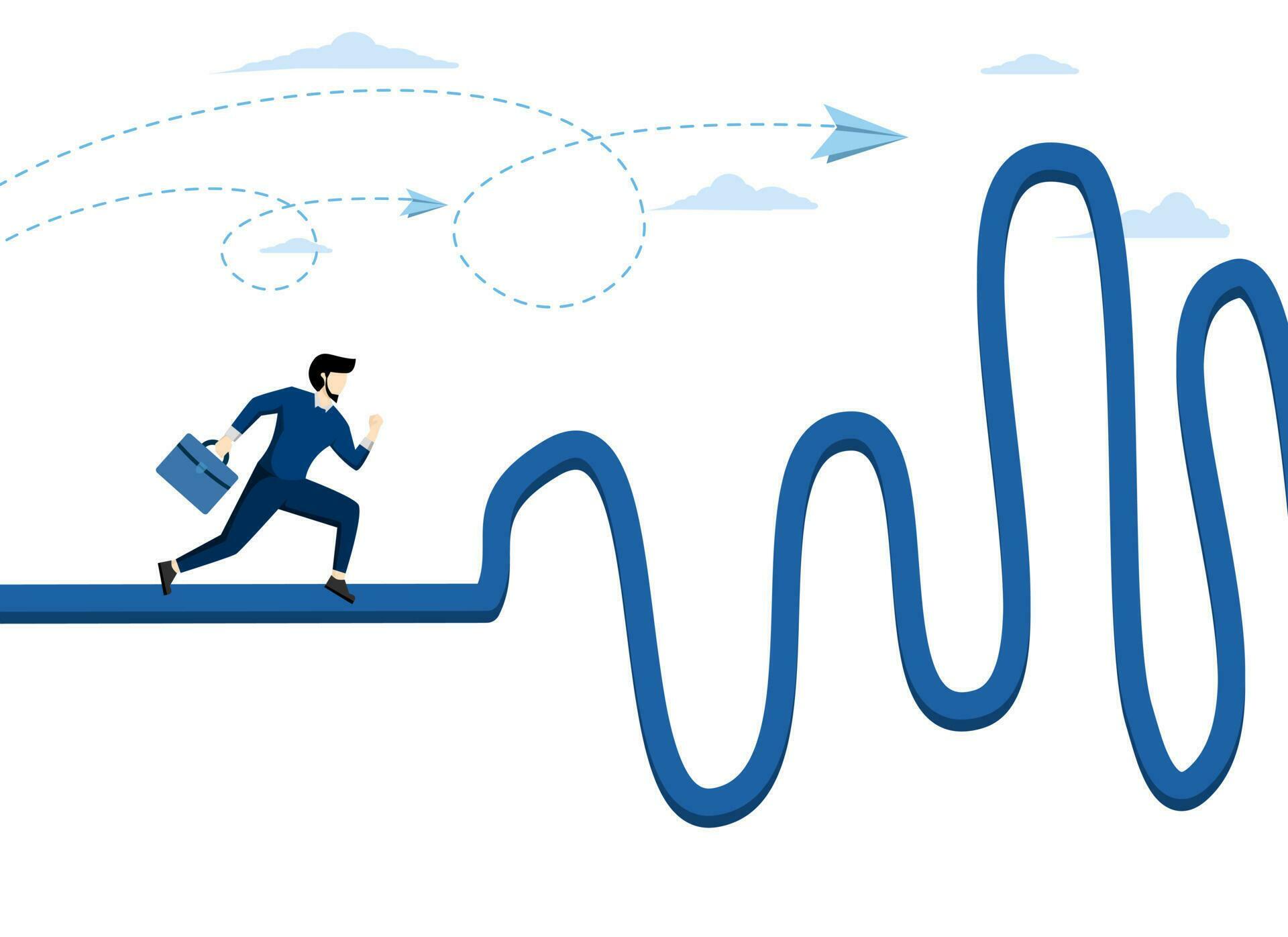 concept of journey or effort to success, difficult road ahead, obstacles or difficult situations ...