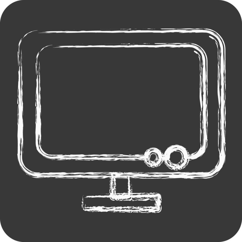 Icon Monitor Suitable For Computer Components Symbol Chalk Style Simple Design Editable