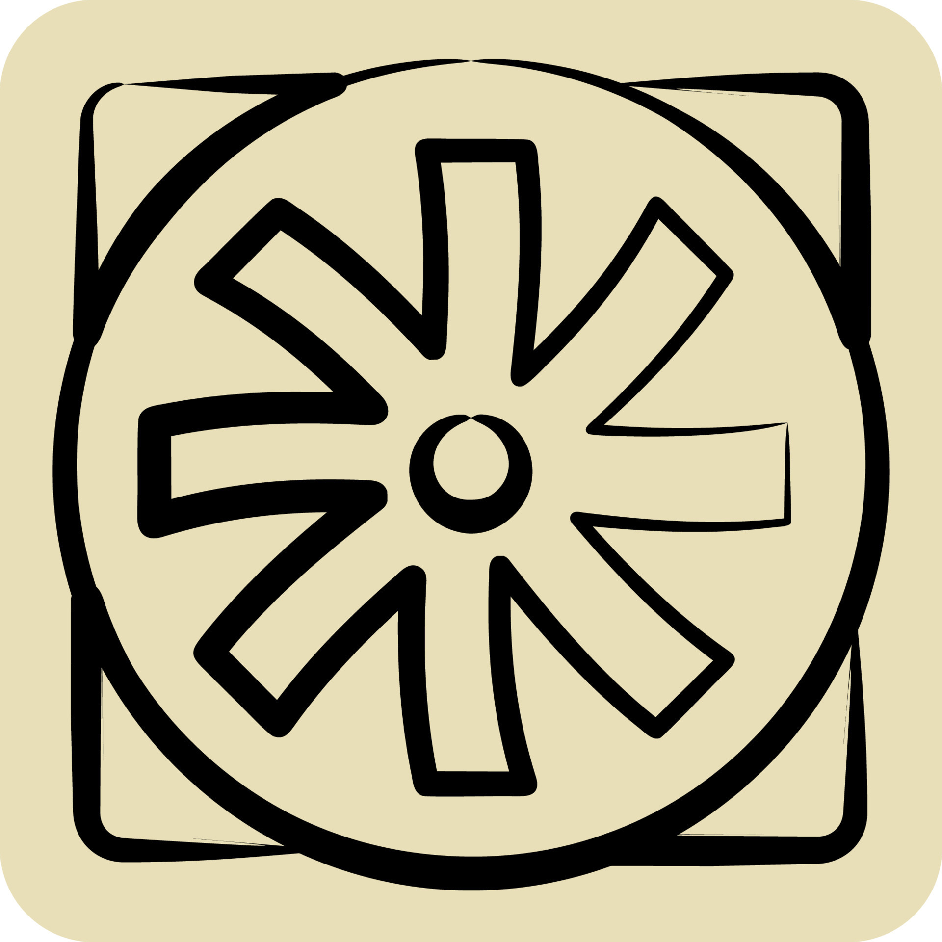 Icon Fan Suitable For Computer Components Symbol Hand Drawn Style Simple Design Editable