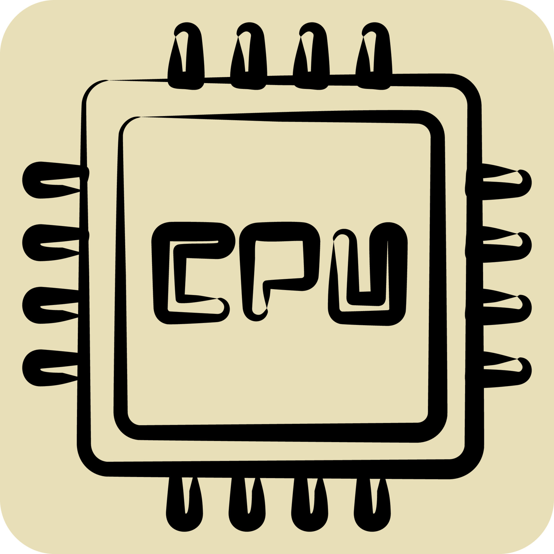Icon Cpu Suitable For Computer Components Symbol Hand Drawn Style Simple Design Editable