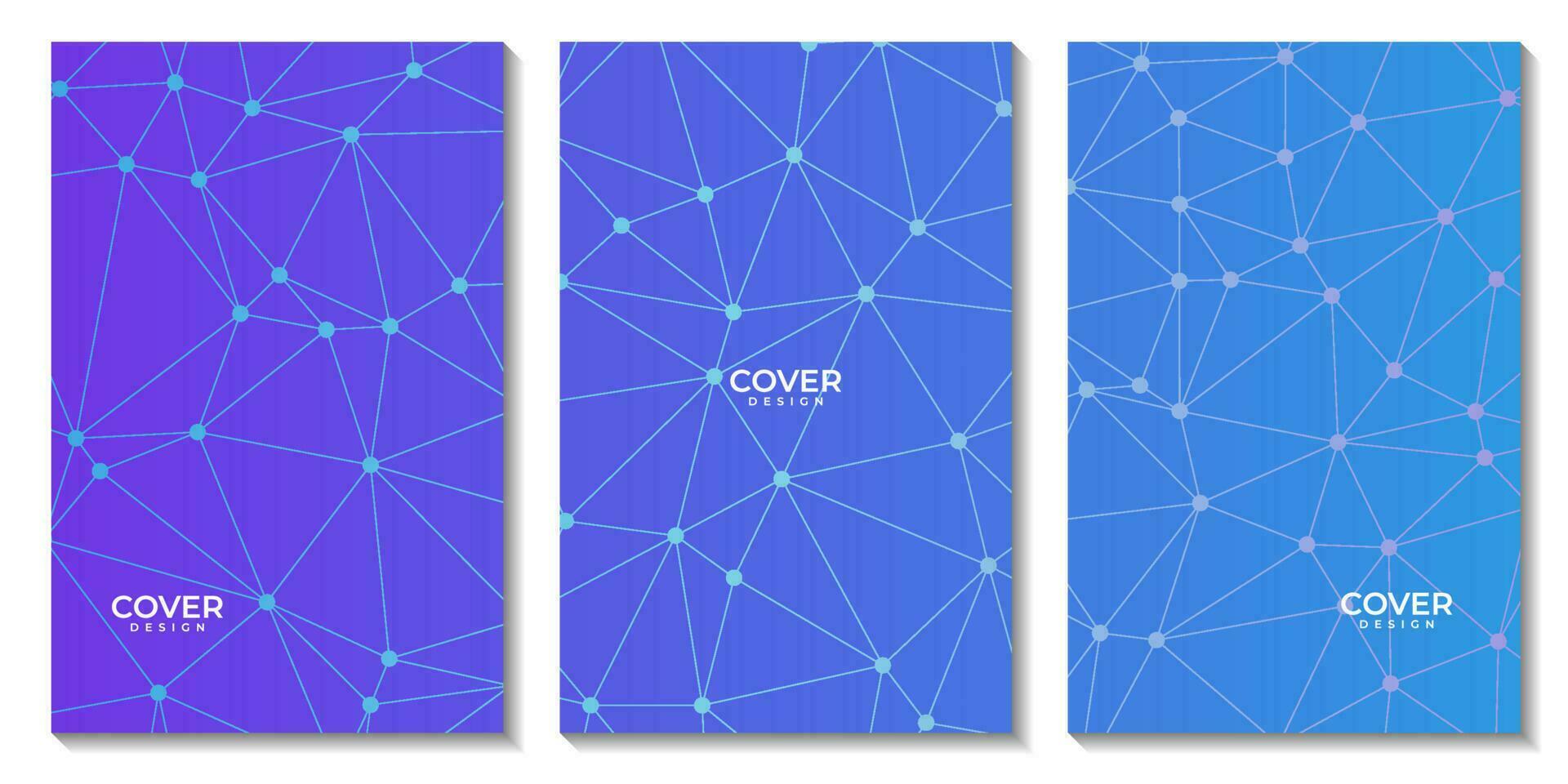 set of covers abstract colorful geometric background with triangle shape pattern and molecular ...