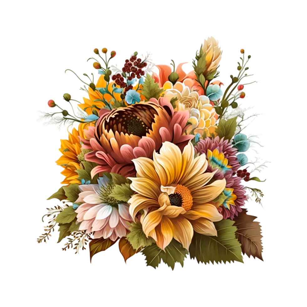 Wildflower Watercolor Wedding Floral Bouquet 23618427 Png