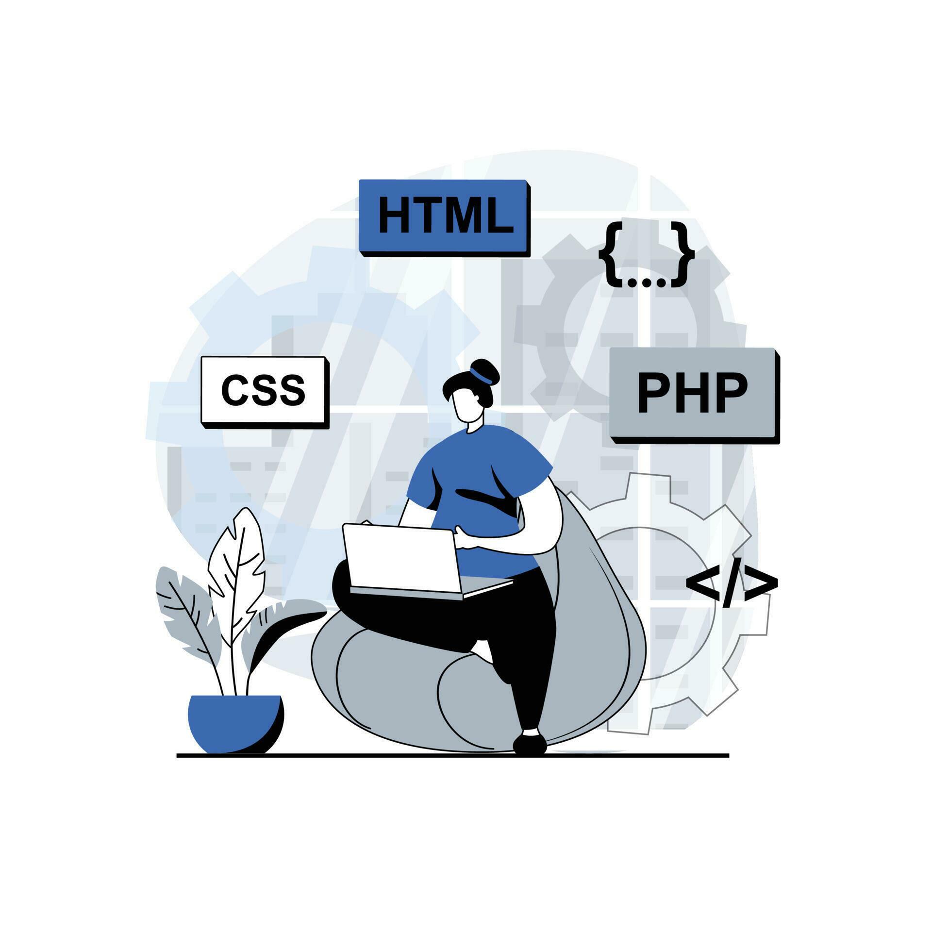 Website, web, app illustration of different development techniques of ...