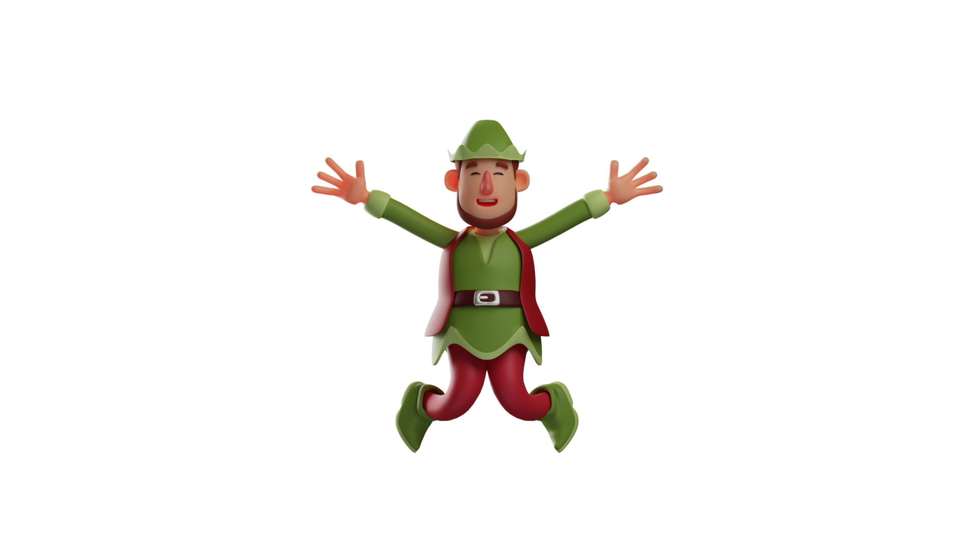 3d Illustration Adorable Elf 3d Cartoon Character Elf In A Jumping Pose While Laughing Happily