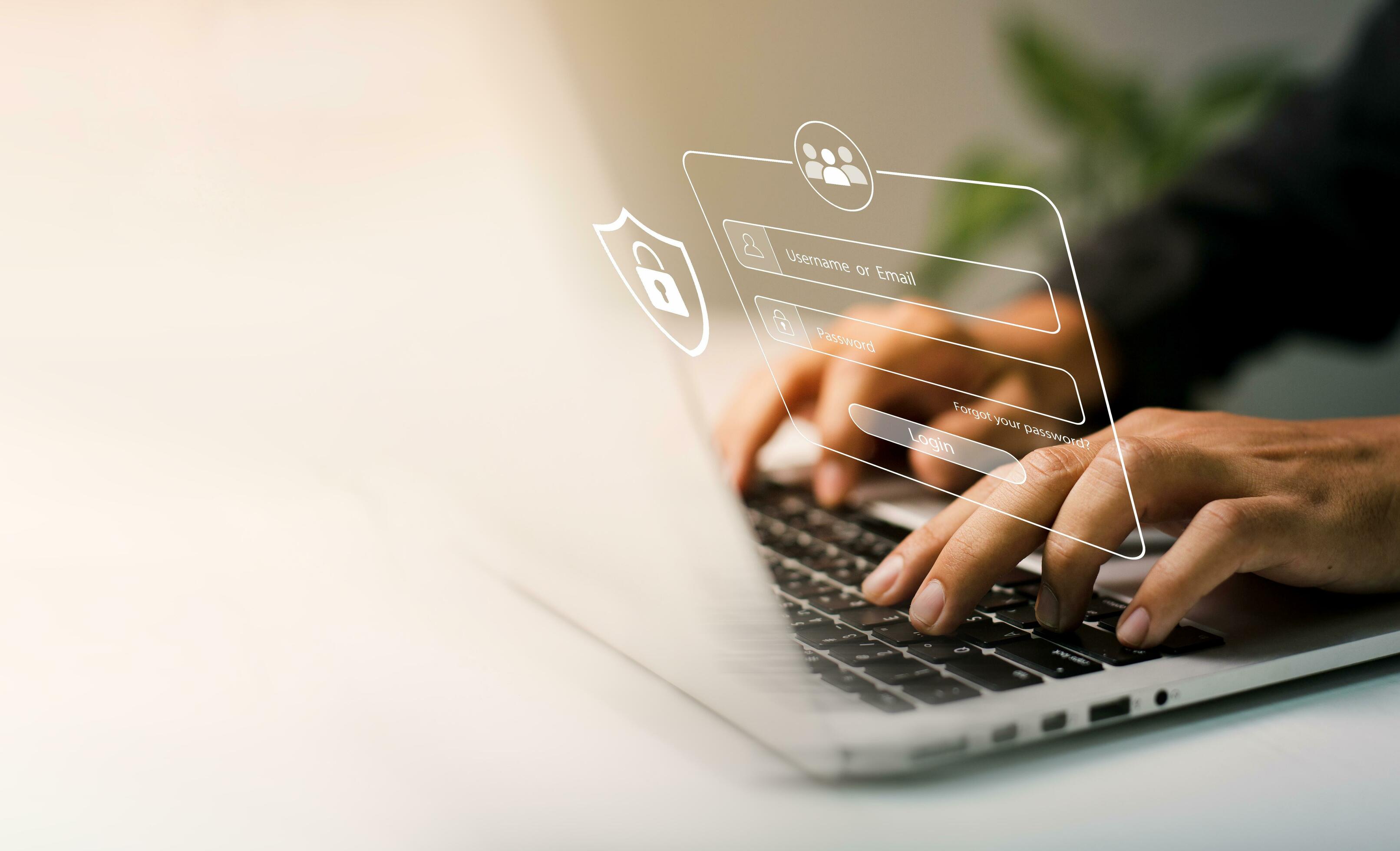 User Typing Login And Password At Home Secure Access To The Personal Information And Big Data