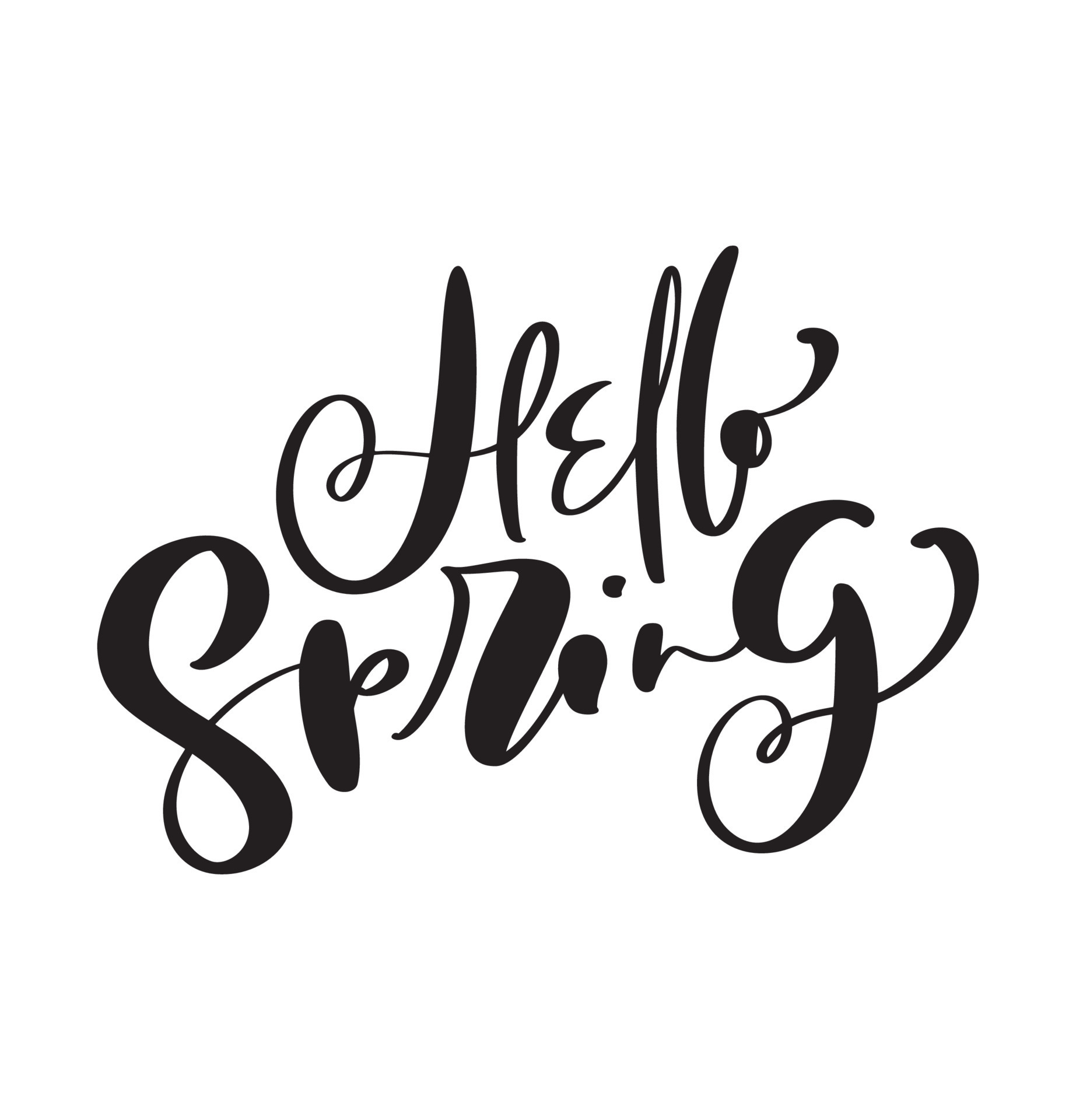 Vector hand drawn Hello spring text motivational and inspirational ...