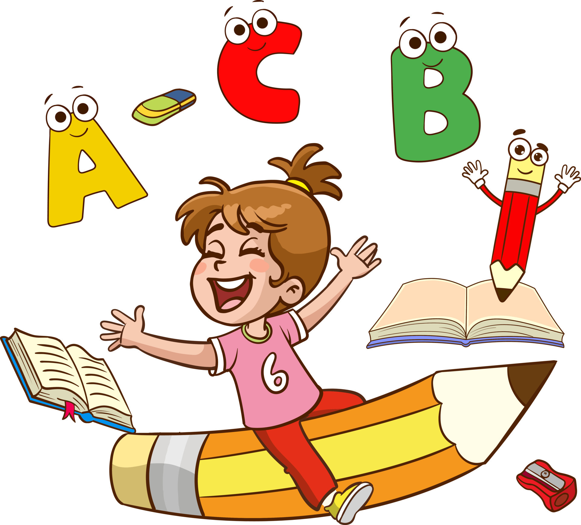fun educational images with educational materials.Funny Kid Flying On ...
