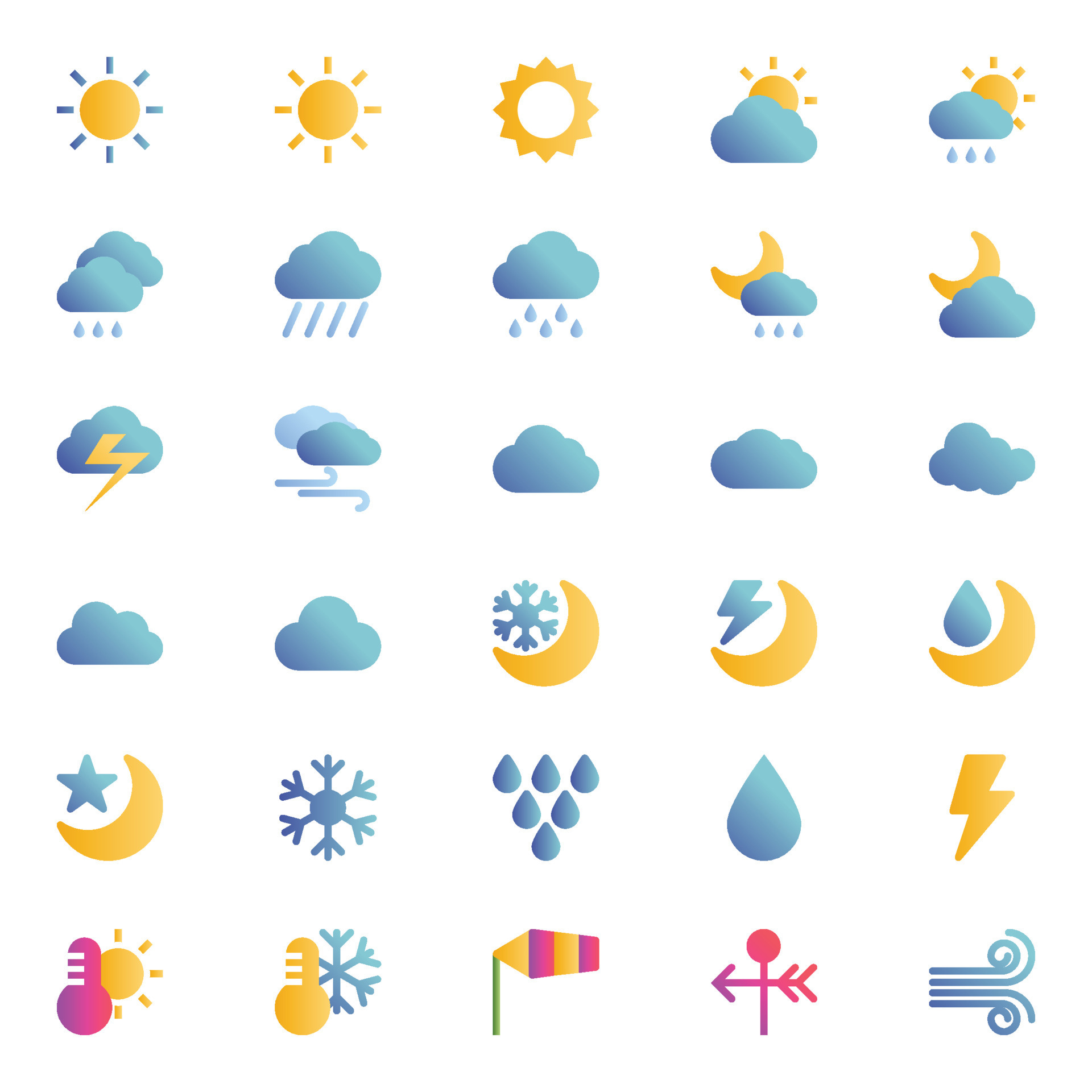 Gradient color icons for Weather. 23627713 Vector Art at Vecteezy