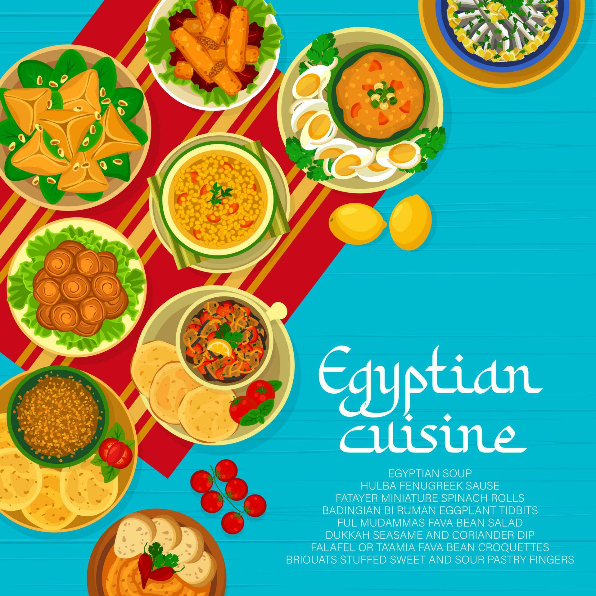 Egyptian cuisine restaurant menu vector cover 23628628 Vector Art at ...
