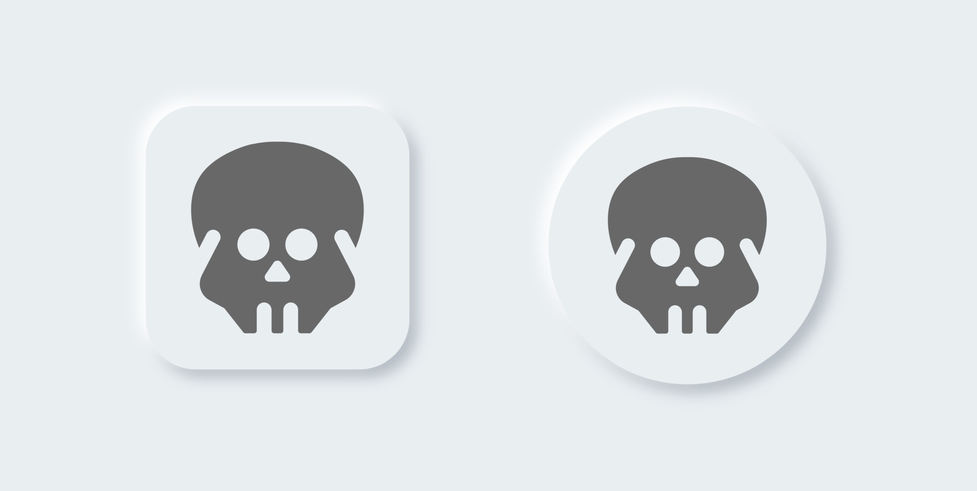 Skull Solid Icon In Neomorphic Design Style Skeleton Signs Vector