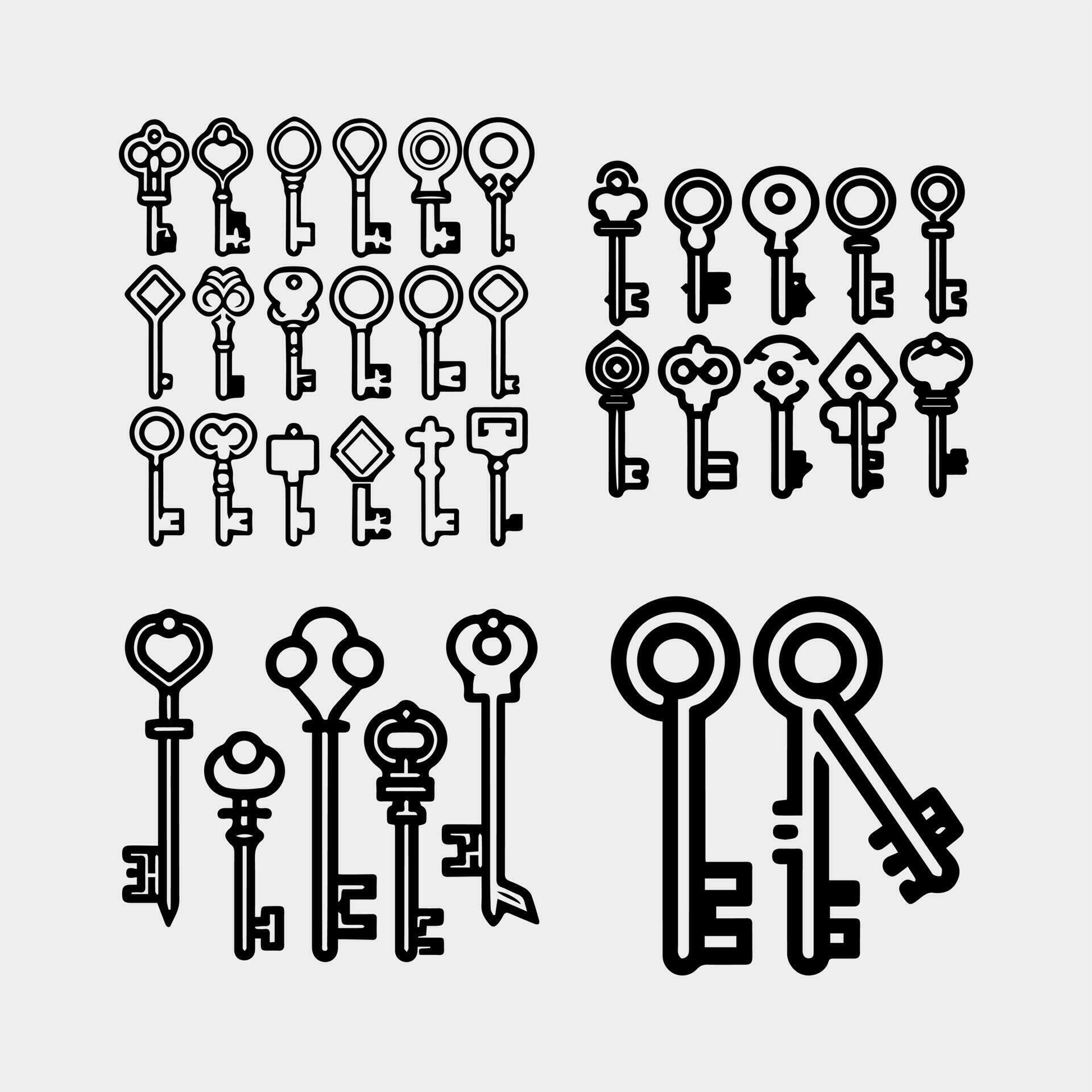 set of various keys isolated 23630867 Vector Art at Vecteezy