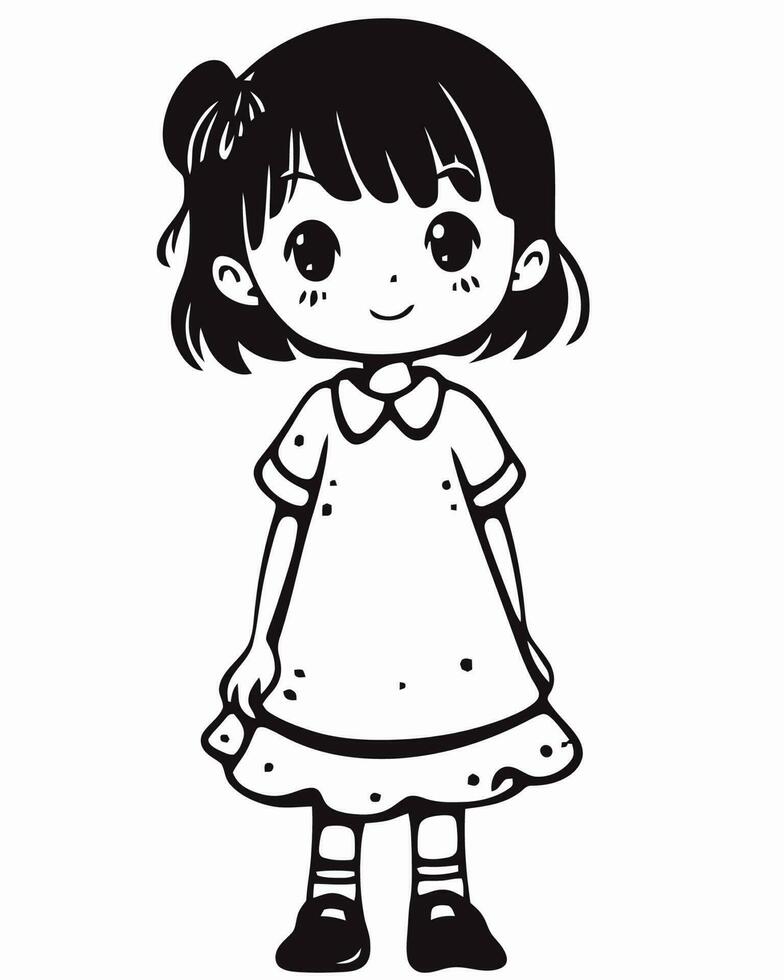 Cute Girl Cartoon Images Black And White