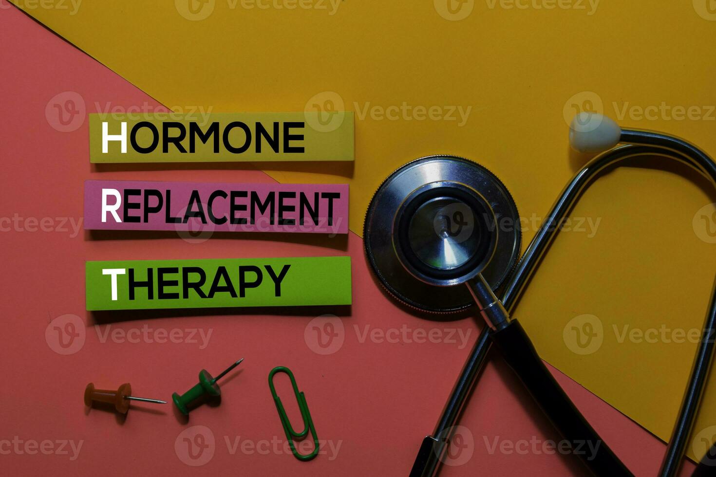 Hrt Hormone Replacement Therapy Acronym On Sticky Notes Office Desk